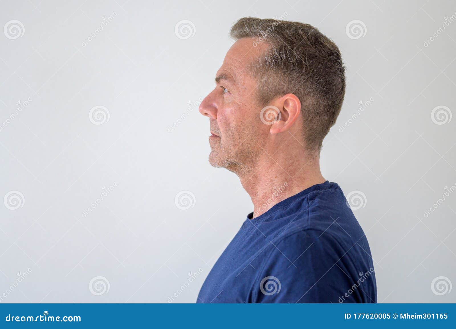 Profile View of an Unshaven Middle-aged Man Stock Image - Image of ...