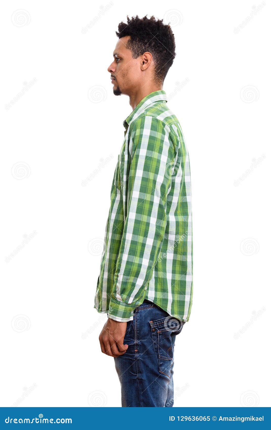 Profile View of Young African Man Standing Stock Image - Image of ...