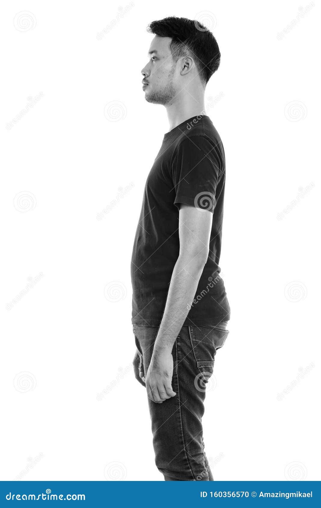 Profile View of Young Asian Man Standing Stock Photo - Image of studio ...