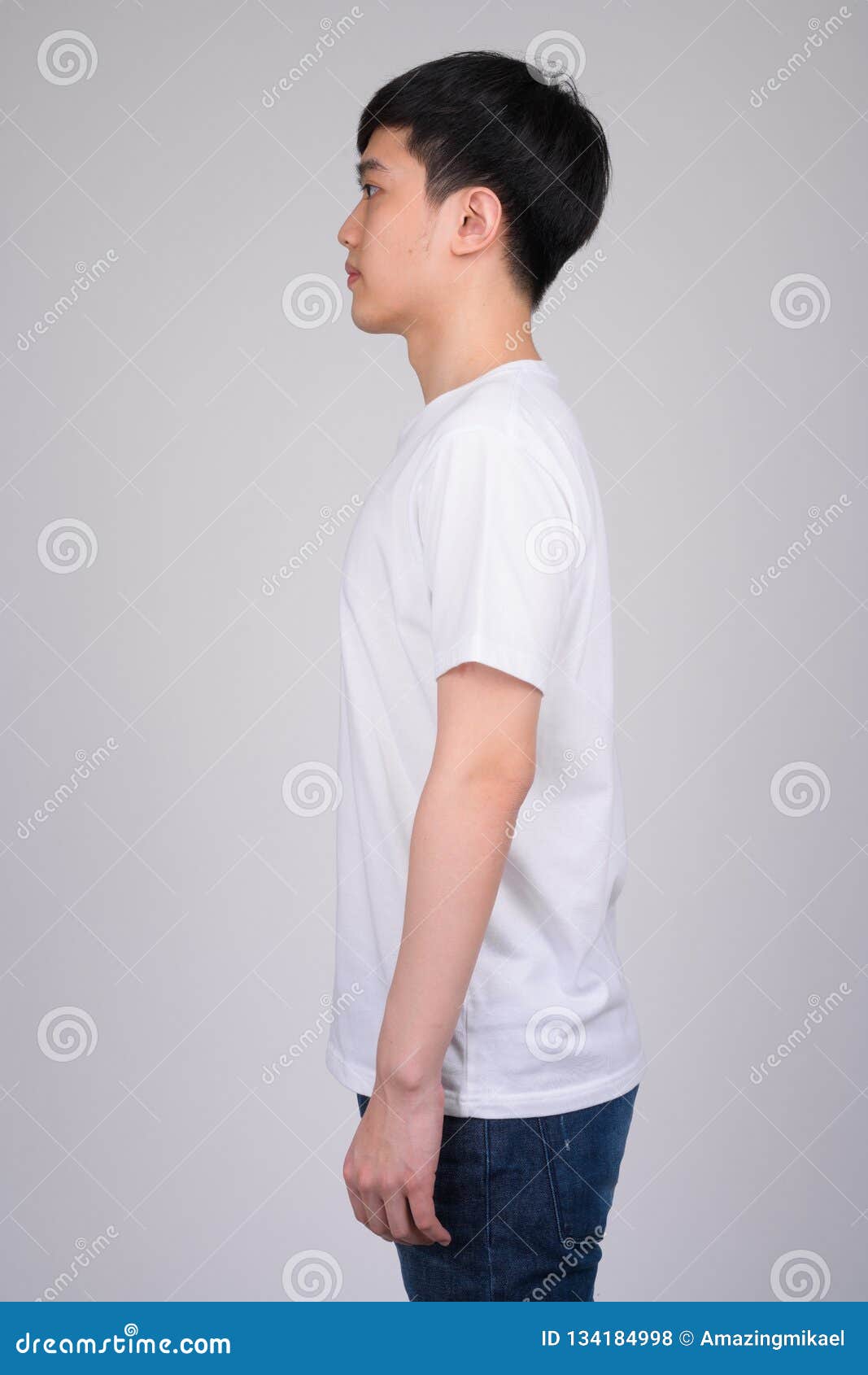 Profile View of Young Asian Man Standing Stock Photo - Image of ...