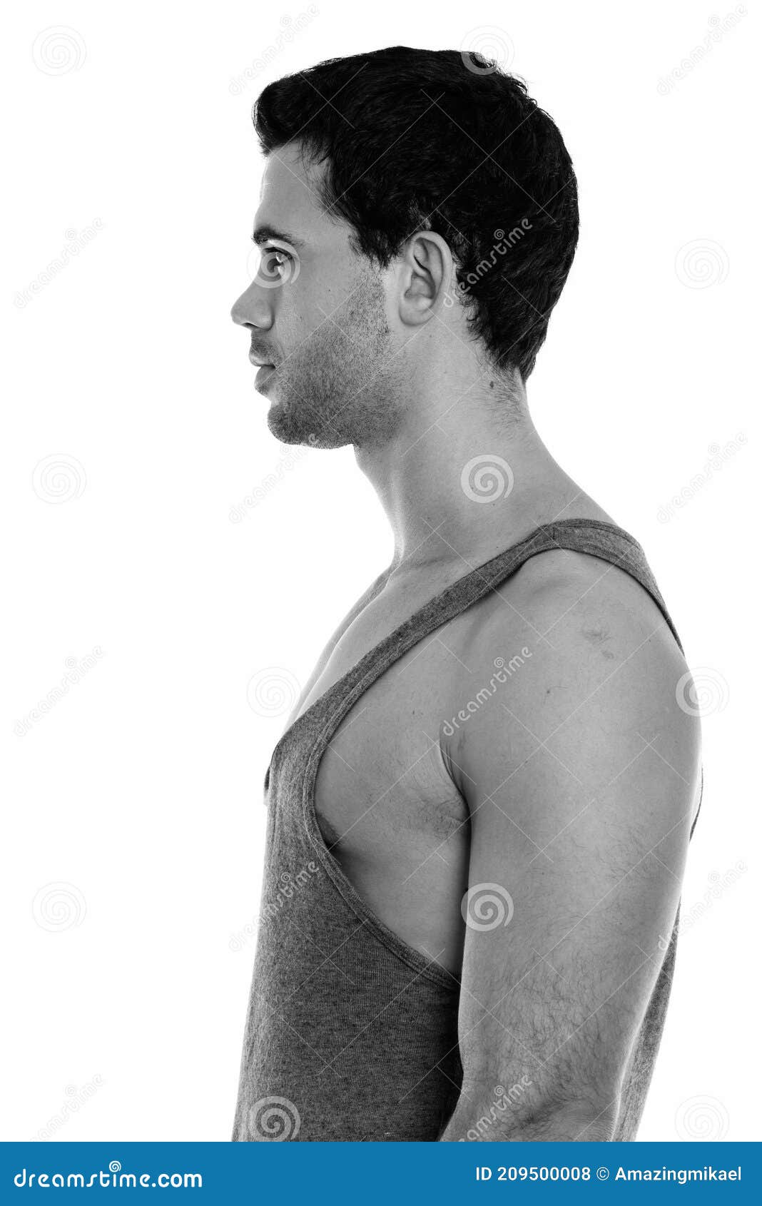 Profile View of Young Handsome Hispanic Man Stock Photo - Image of ...
