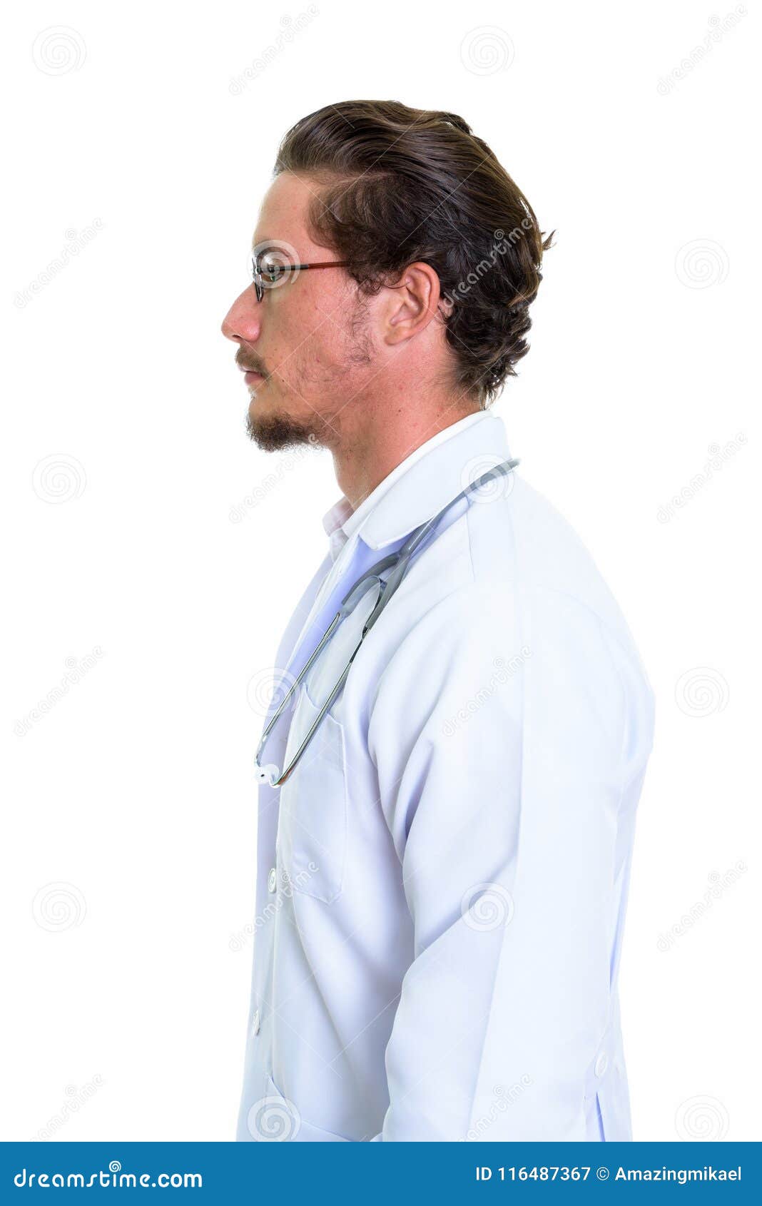 Profile View of Young Handsome Man Doctor with Eyeglasses Isolat Stock ... Profile View of Young Handsome Man Doctor with Eyeglasses Isolat Stock ...