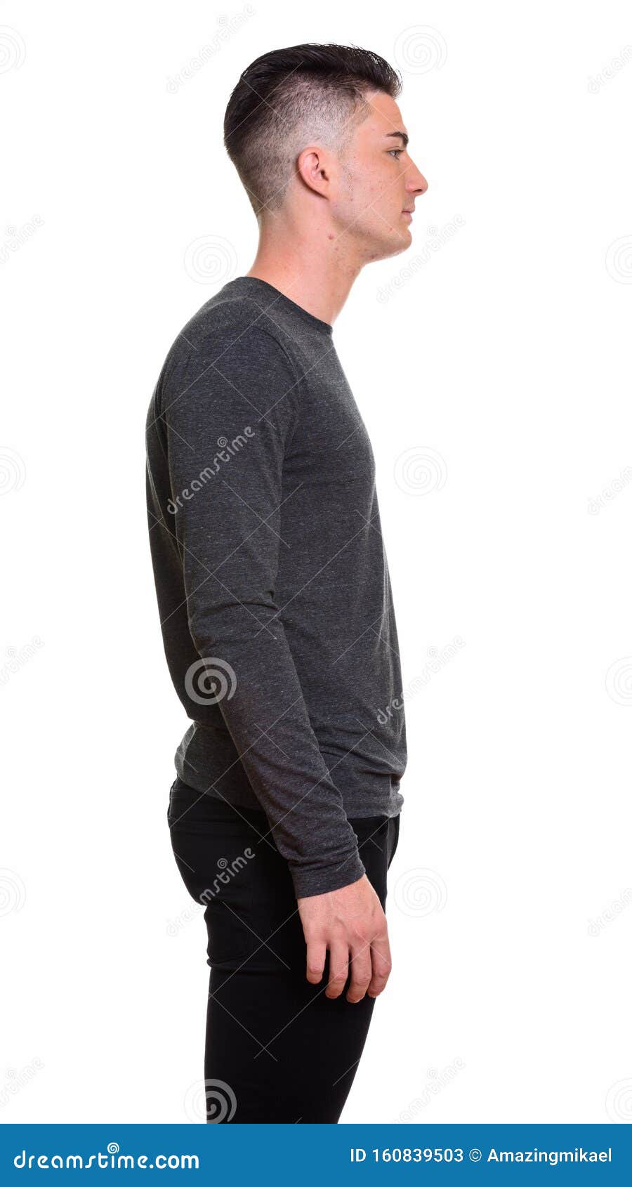 Profile View of Young Handsome Man Standing Stock Image - Image of ...