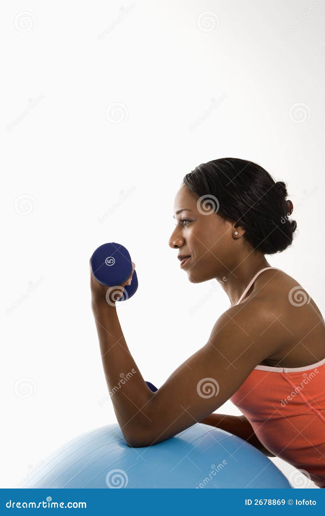 Profile Woman with Dumbbell Stock Image - Image of athlete, ball: 2678869