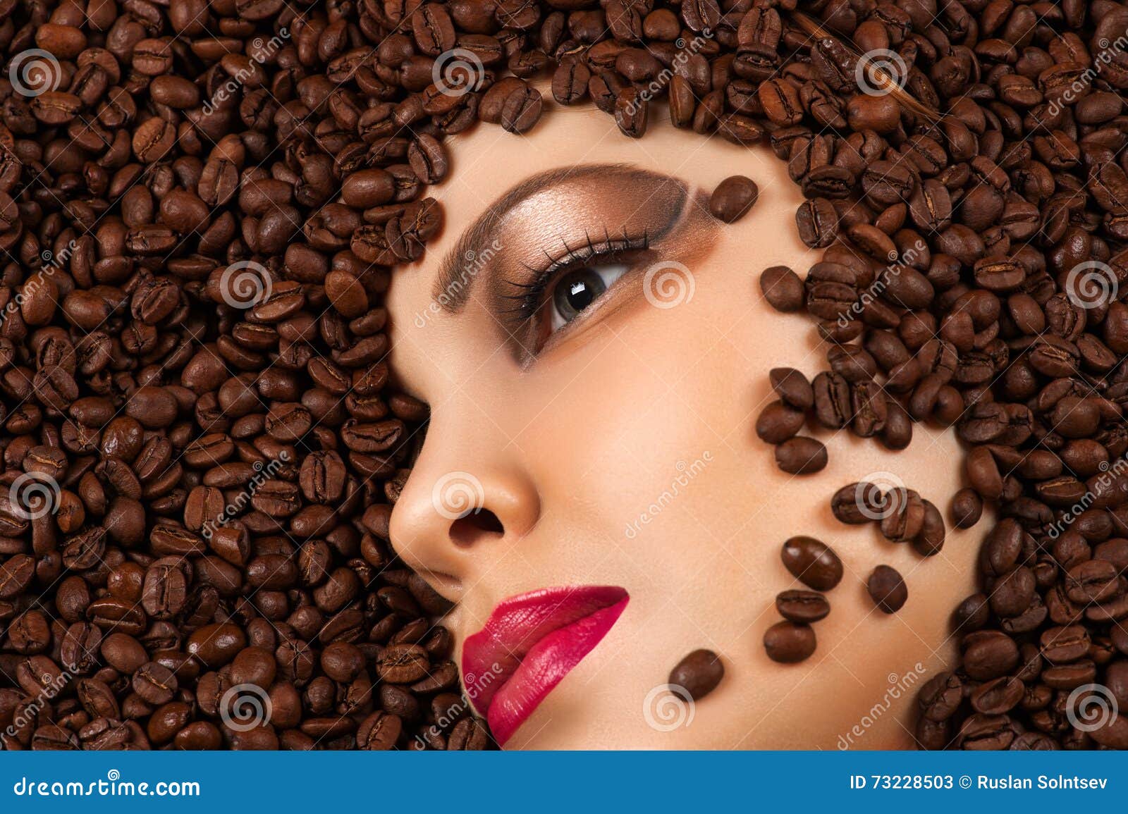 Profile Woman Face in Coffee Beans Stock Image - Image of head, beauty ...