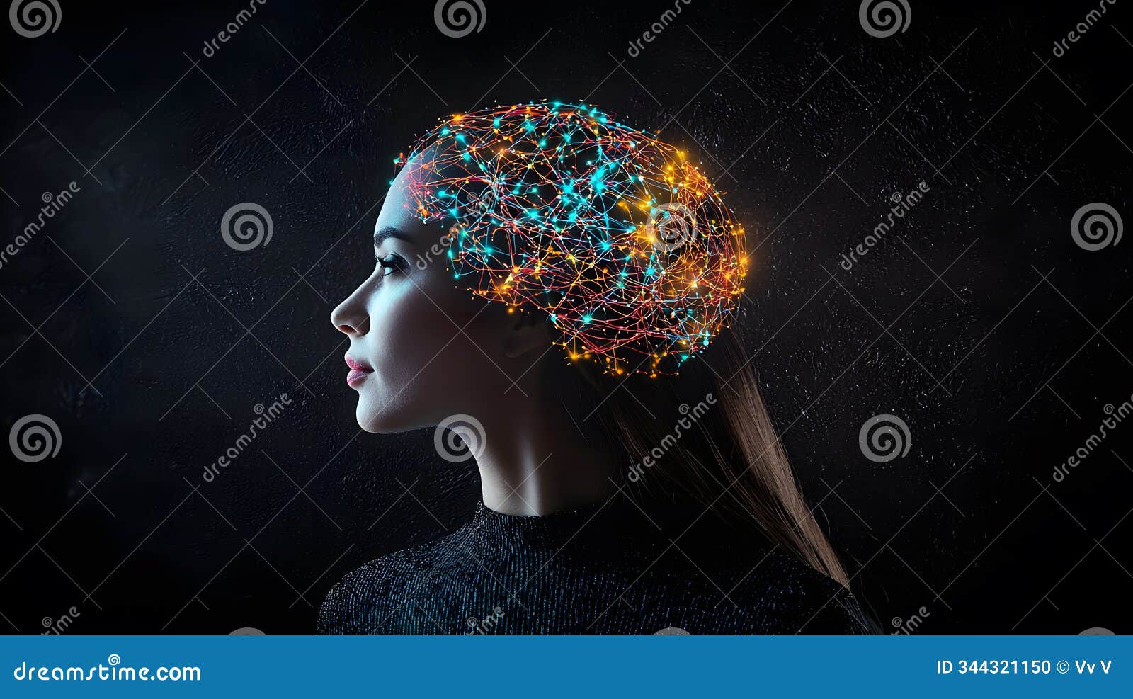 Profile of a Woman with Neural Connections Illustration Stock ...