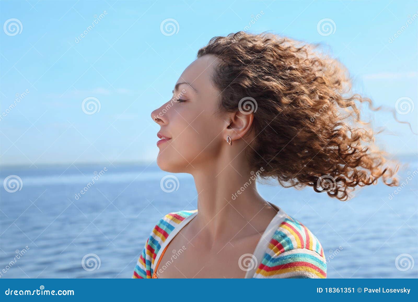 Profile of woman on sea stock image. Image of neck, journey - 18361351