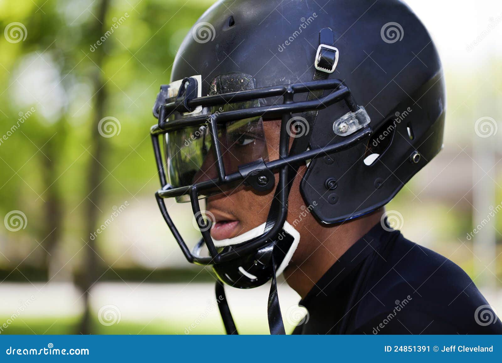 Profile Young Black Man in Football Helmet Stock Image - Image of young ...