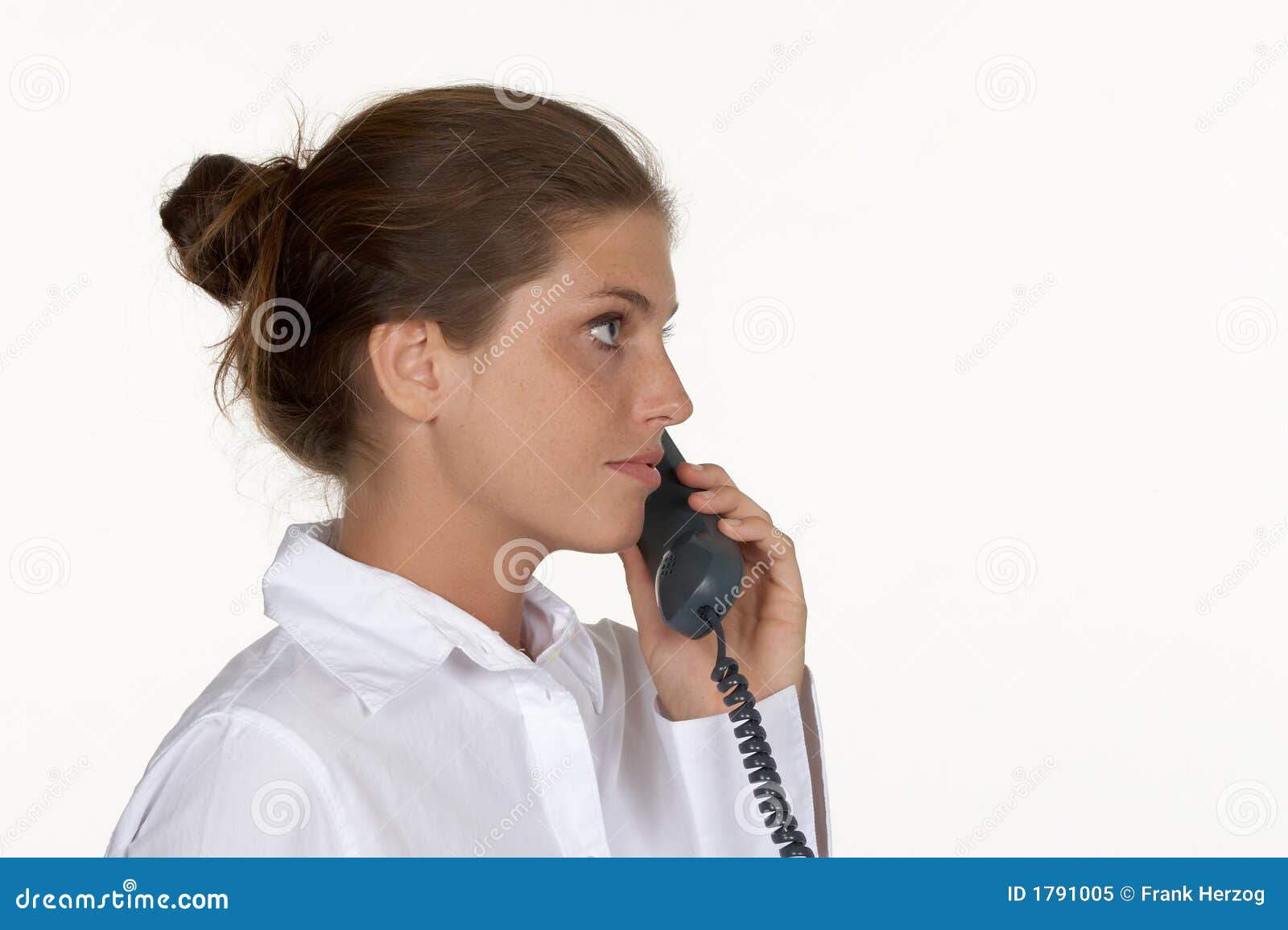 Profile of Young Woman on Phone Stock Image - Image of smile, long: 1791005