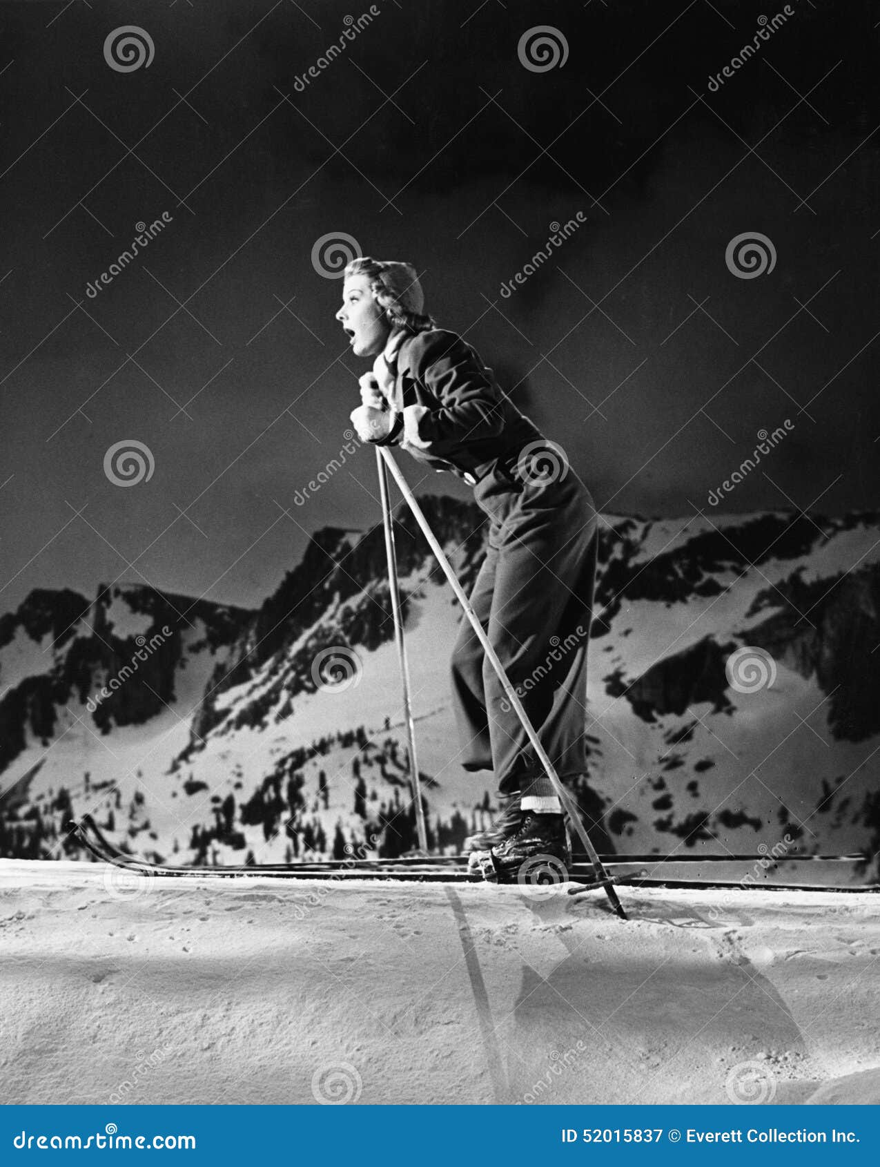Profile of a Young Woman Skiing Stock Image - Image of black, covering ...