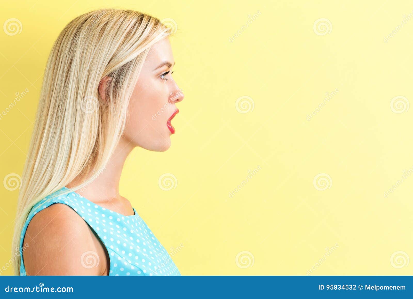 Profile of a young woman stock photo. Image of girl, white - 95834532