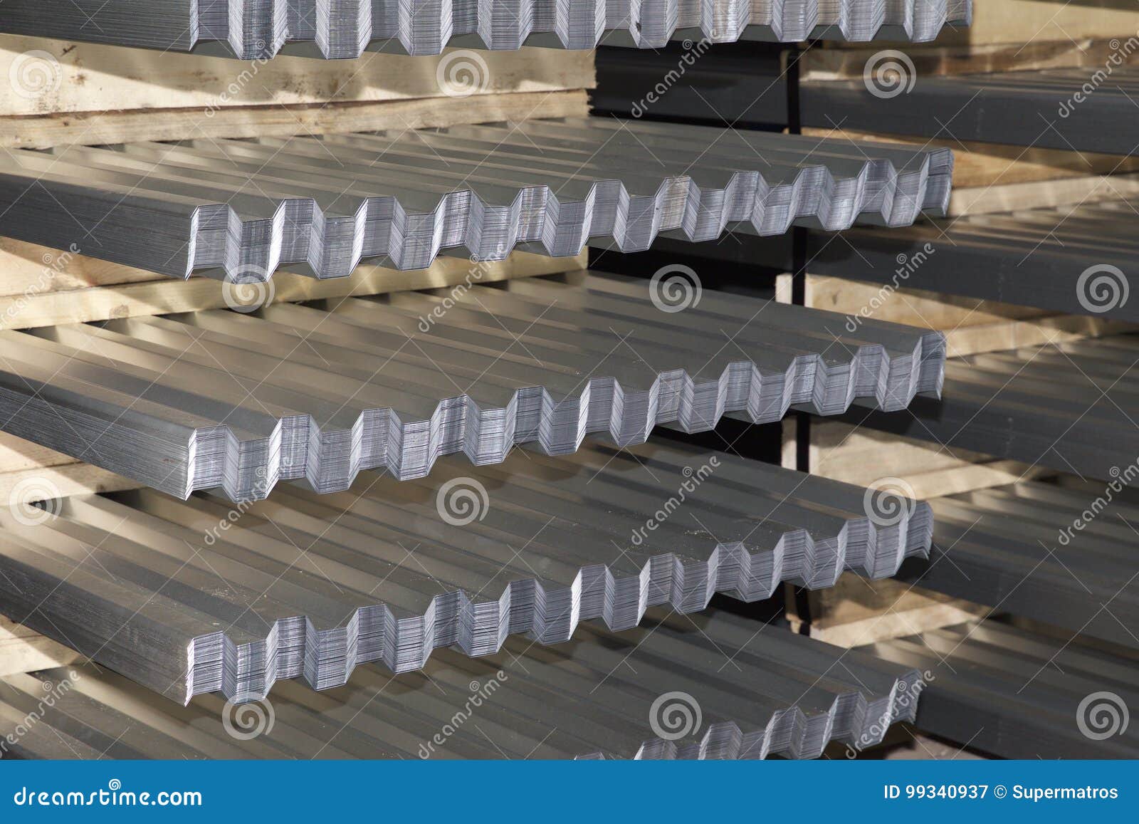 Profiled Galvanized Sheet in Packs at the Metal Products Warehouse ...