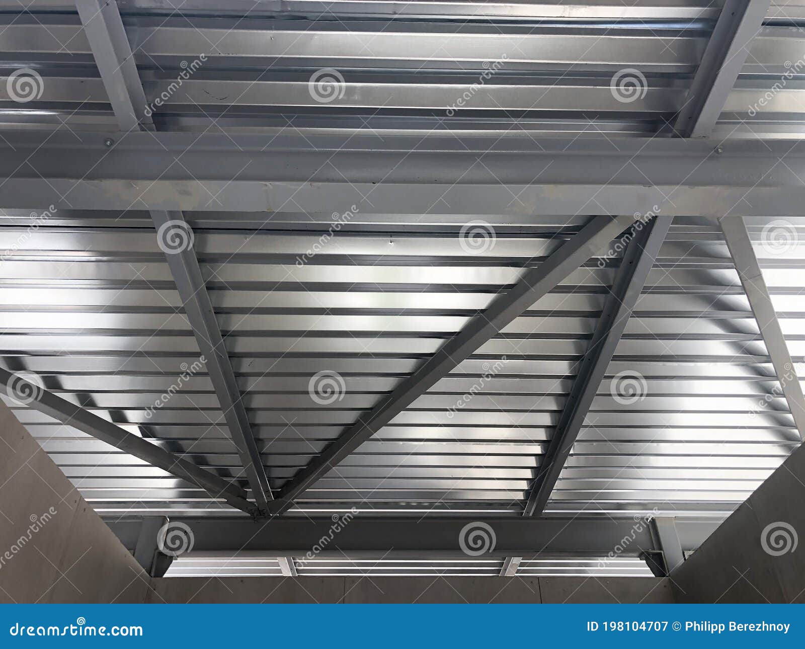 Profiled Stainless Steel Sheets and Beams and Girders. Metal Ceiling ...