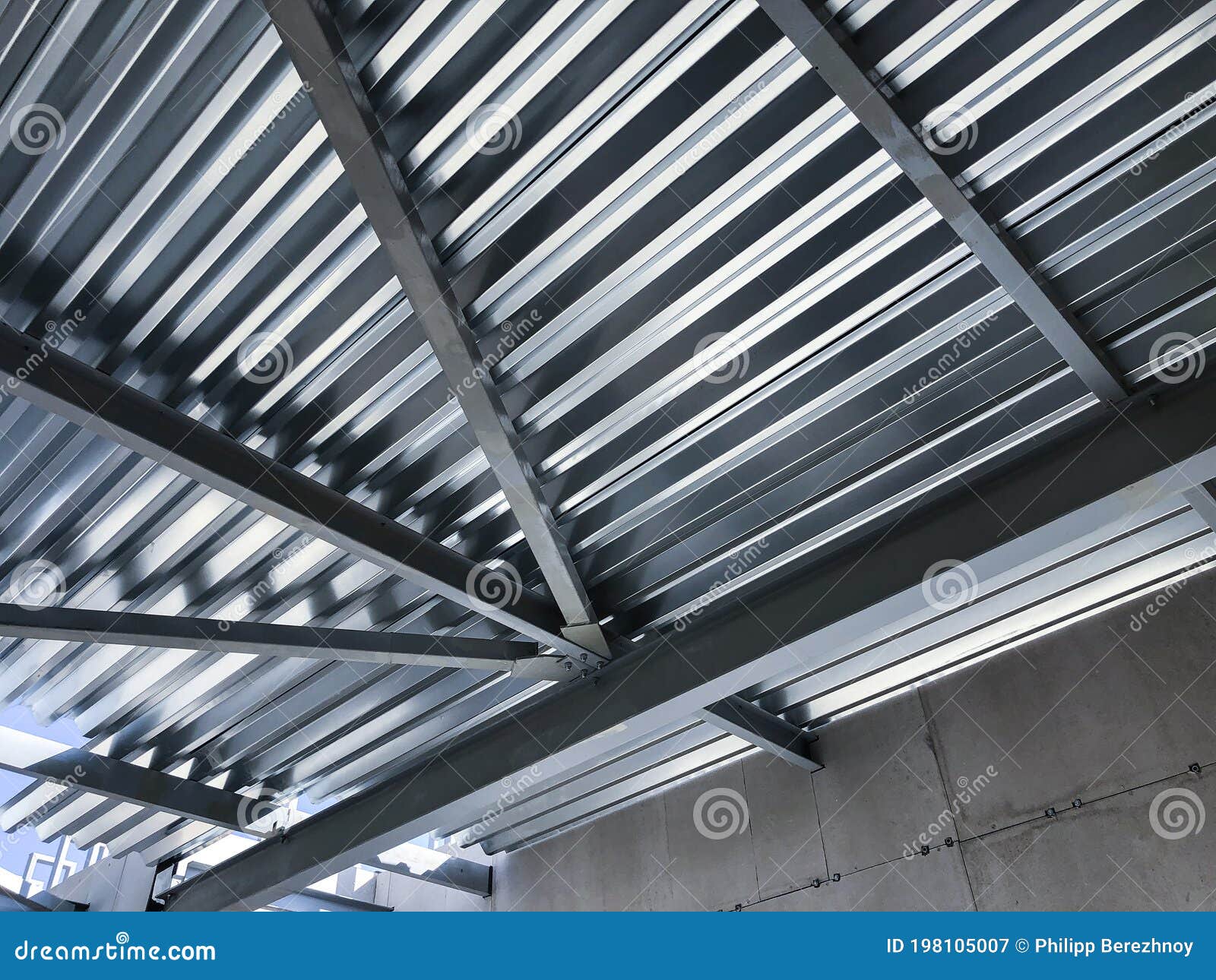 Profiled Stainless Steel Sheets and Beams and Girders. Metal Ceiling ...