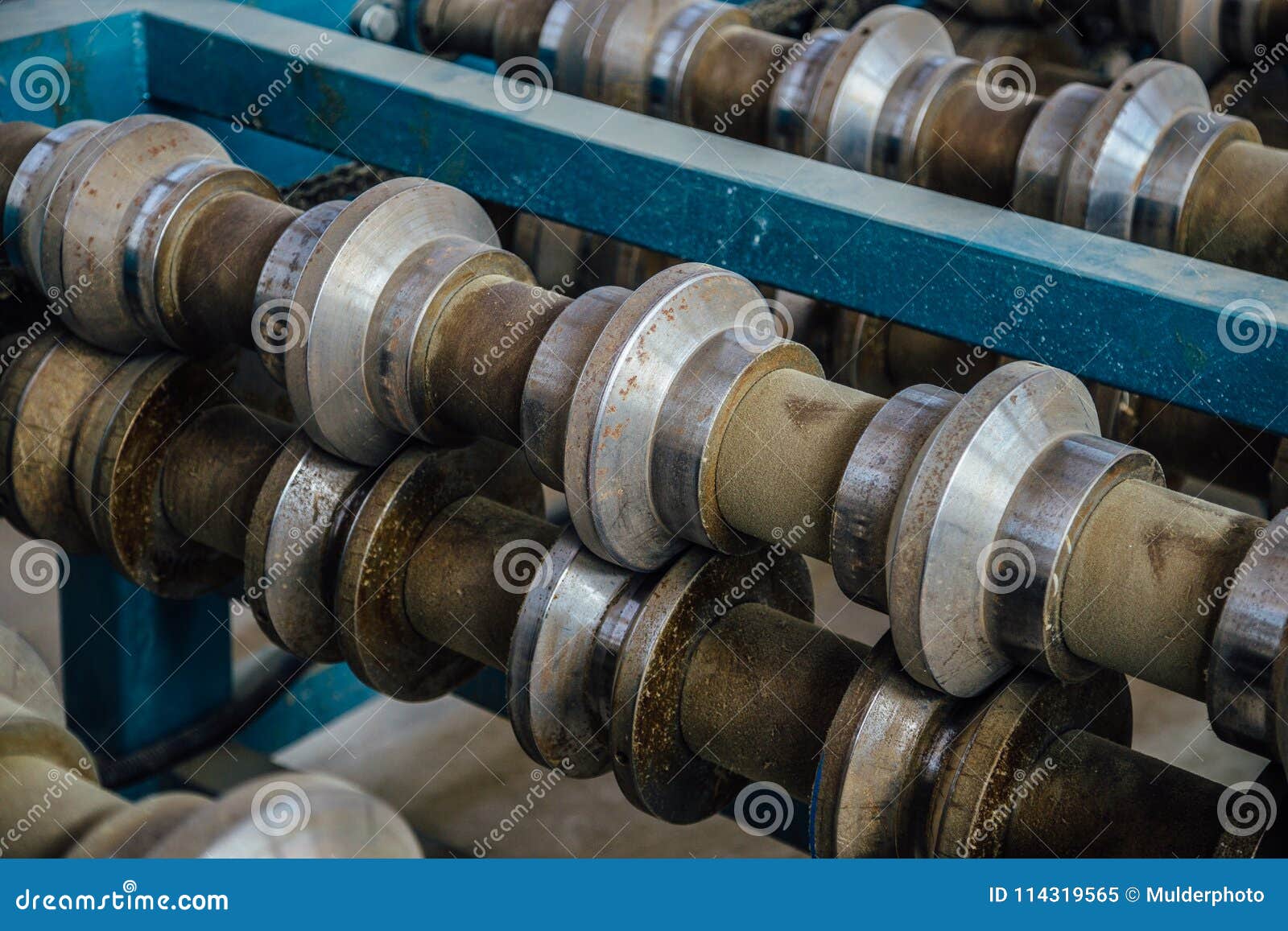 Profiling Rolls of Roll Forming Machine Close Up Stock Image - Image of ...