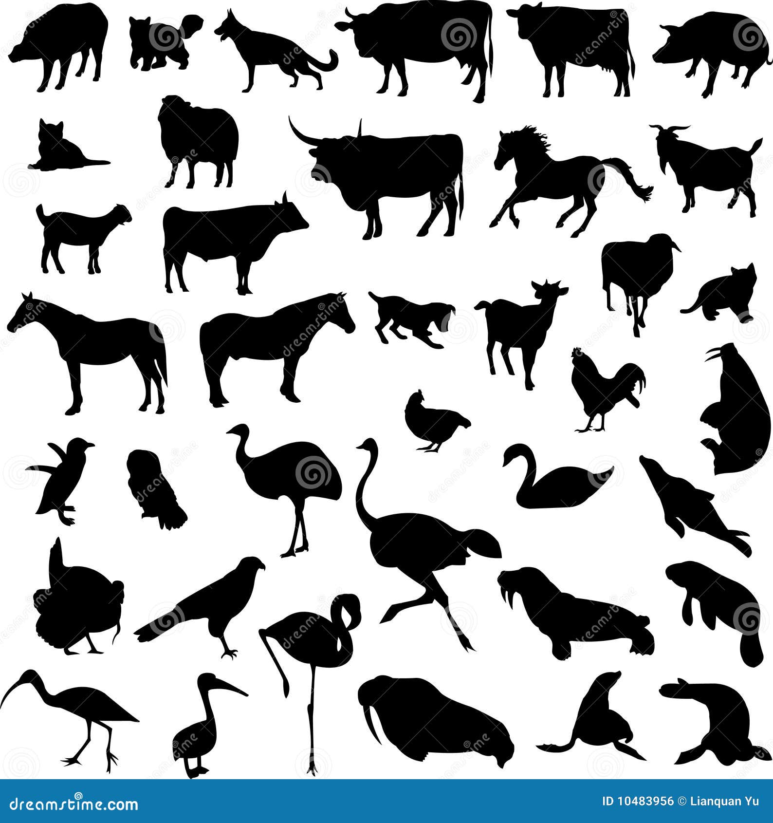 Profilo Animale Della Siluetta Illustrazione Vettoriale - Illustrazione ...