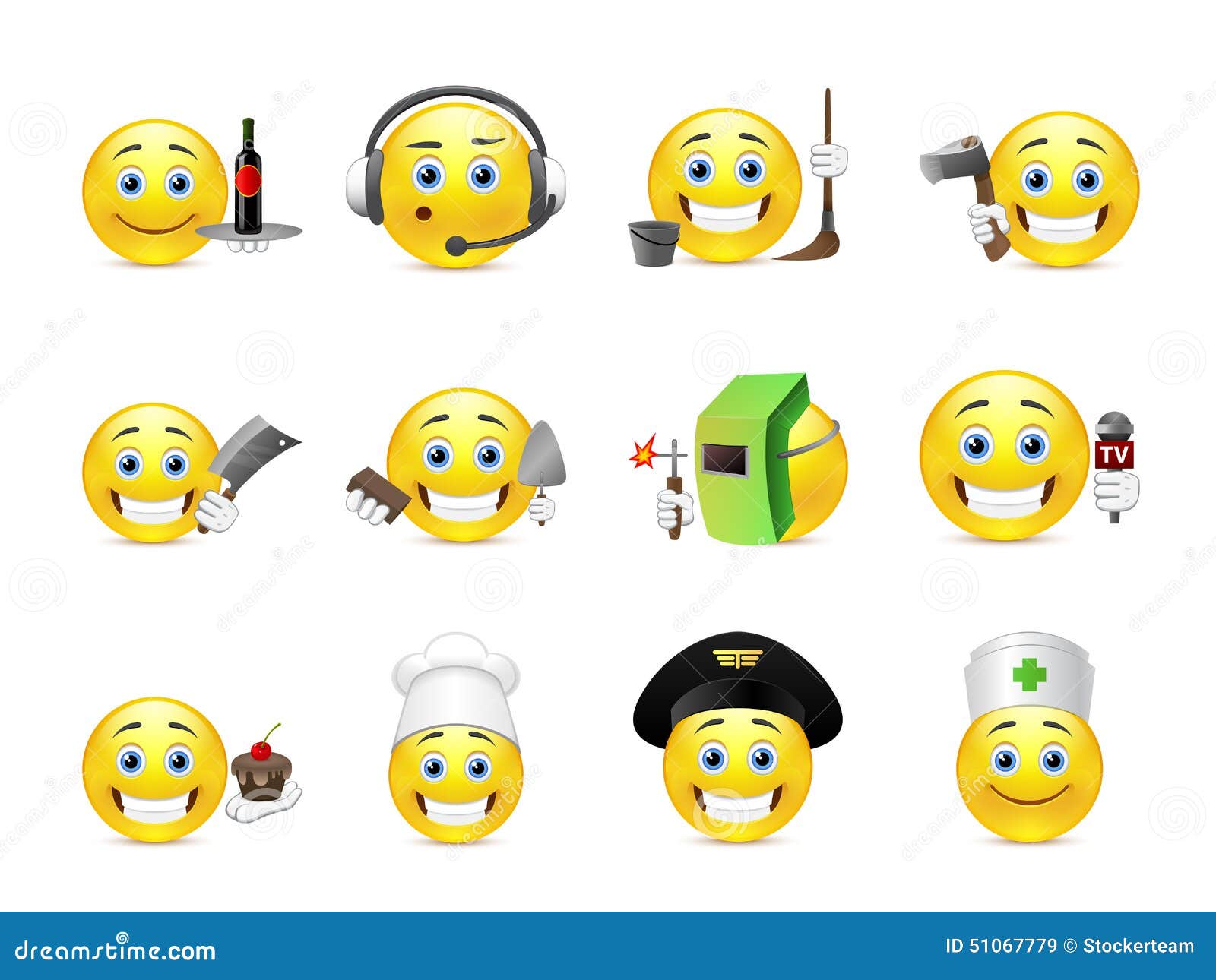 Profissões Diferentes De Smilies Ilustração Stock - Ilustração de vinho ...
