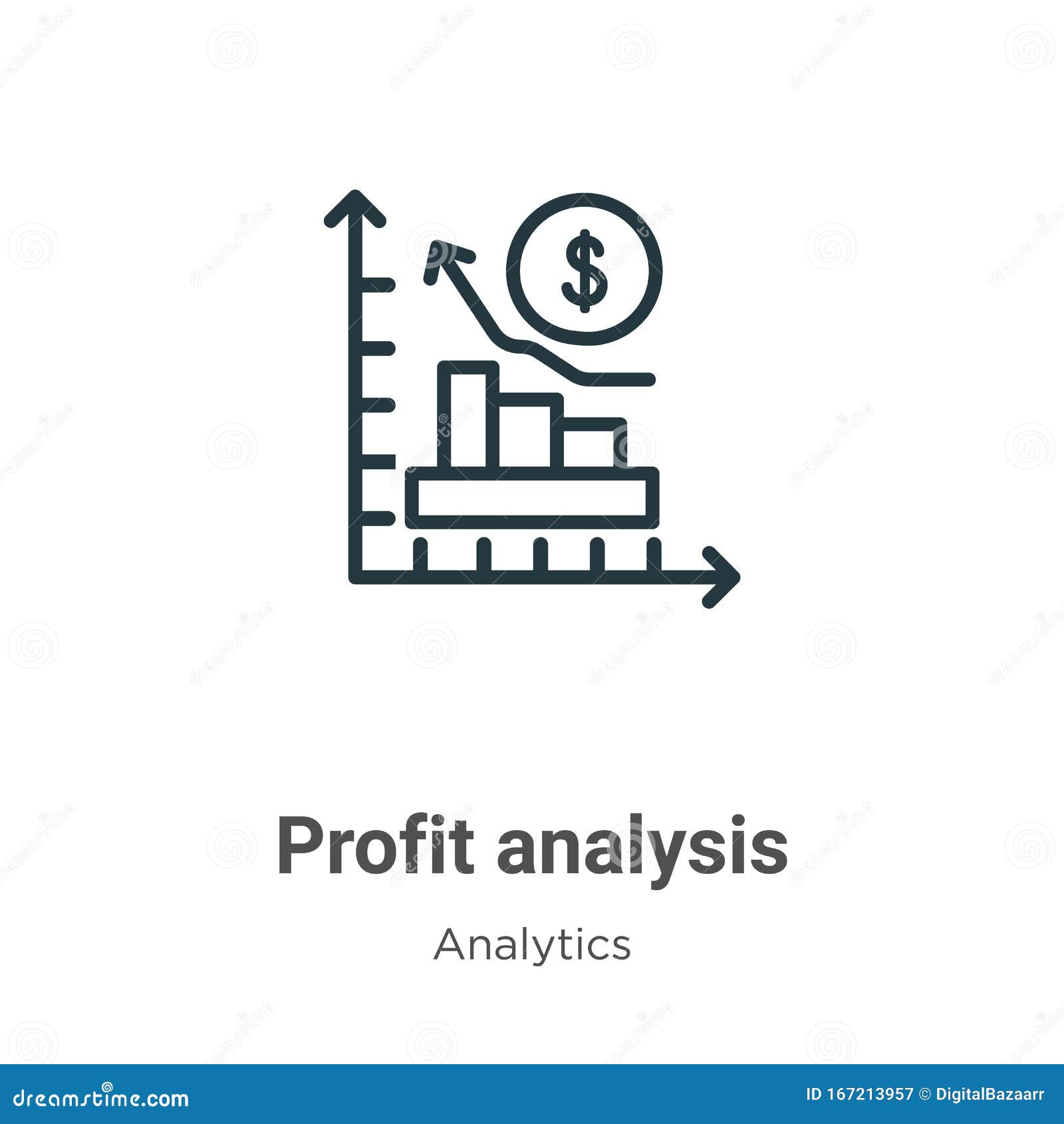 Profit Analysis Outline Vector Icon. Thin Line Black Profit Analysis ...