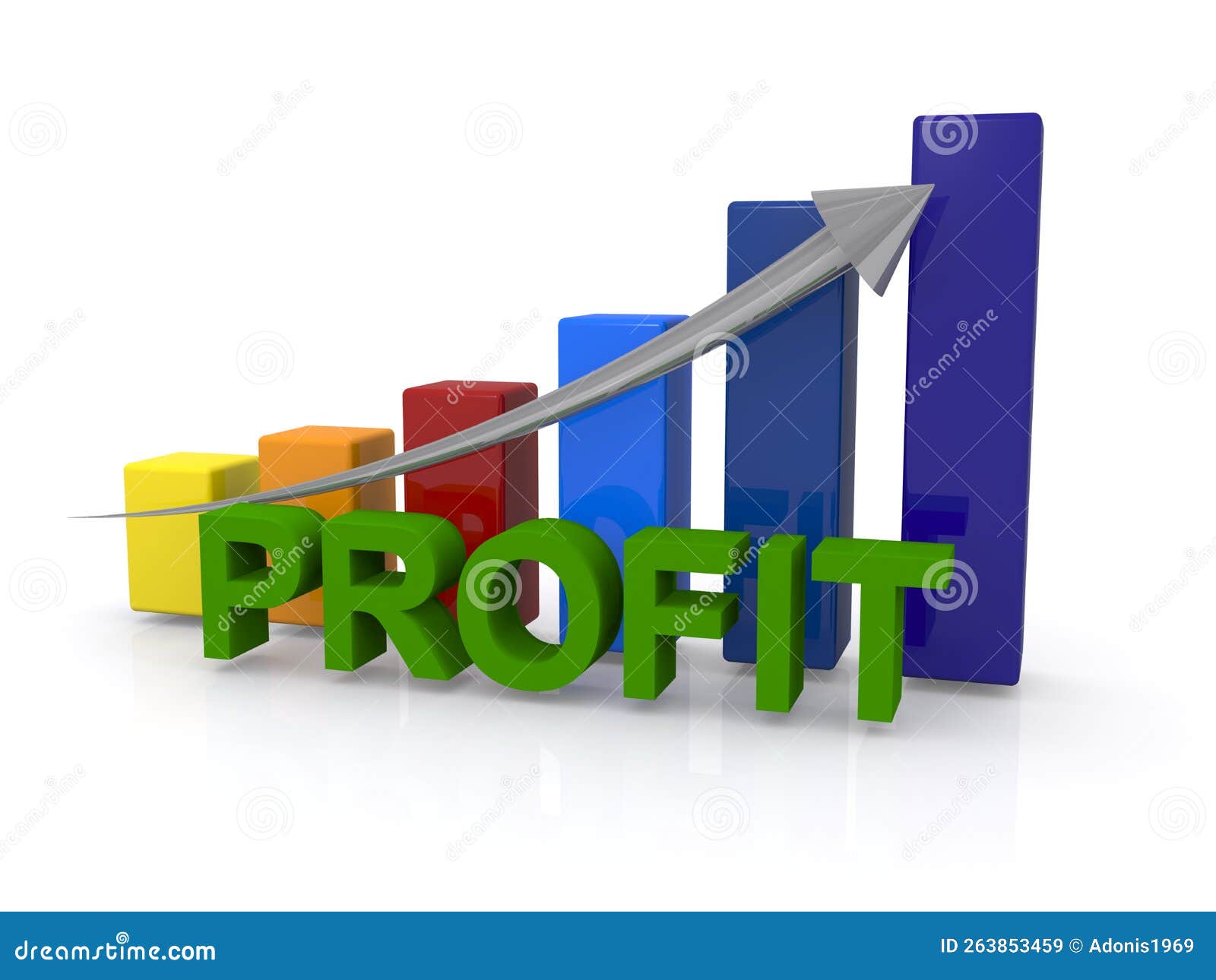 Profit with Bar Graph on White Stock Illustration - Illustration of ...