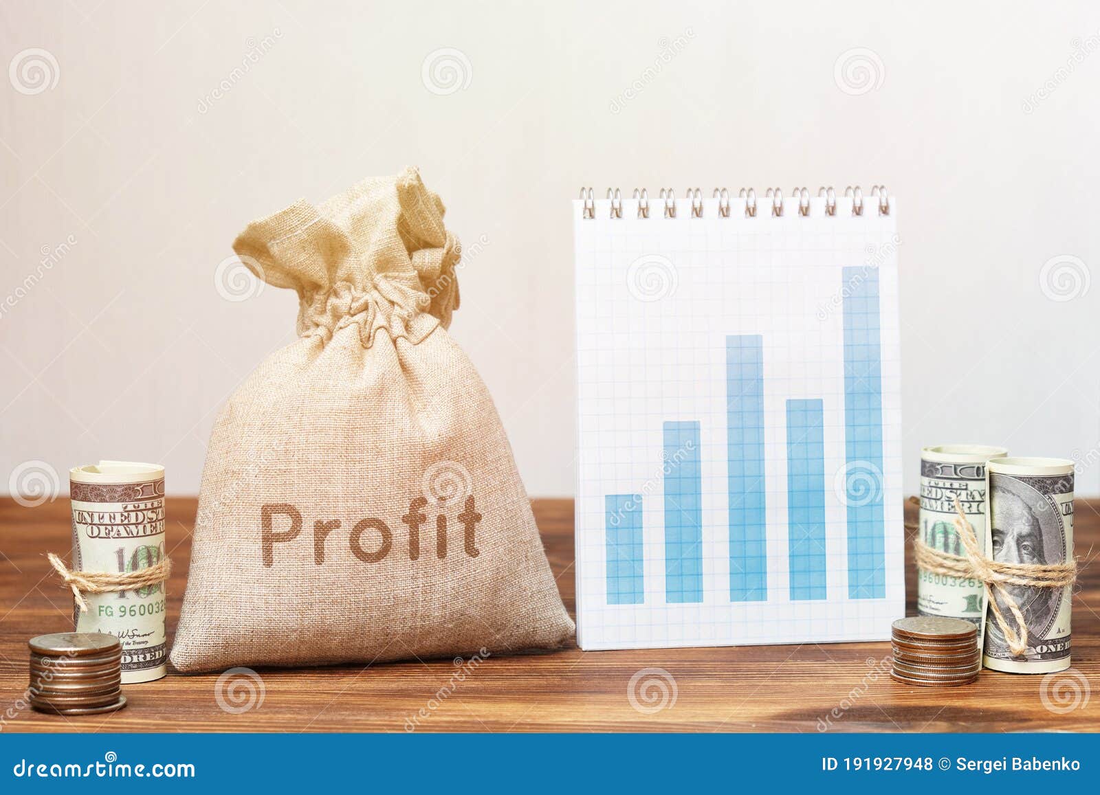 Profit Concept with Bag of Money and Growth Graph Stock Photo - Image ...