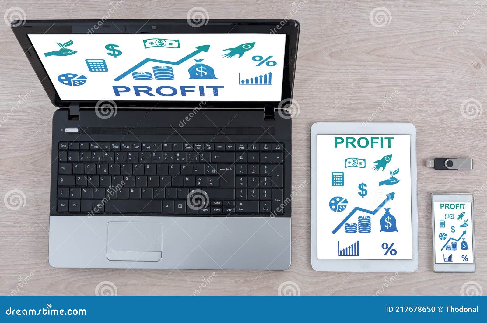 Profit Concept on Different Devices Stock Photo - Image of diagram ...