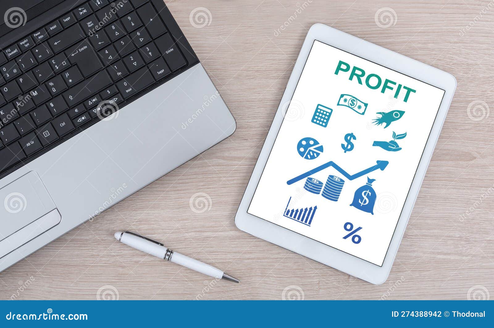 Profit Concept on a Digital Tablet Stock Photo - Image of increase ...