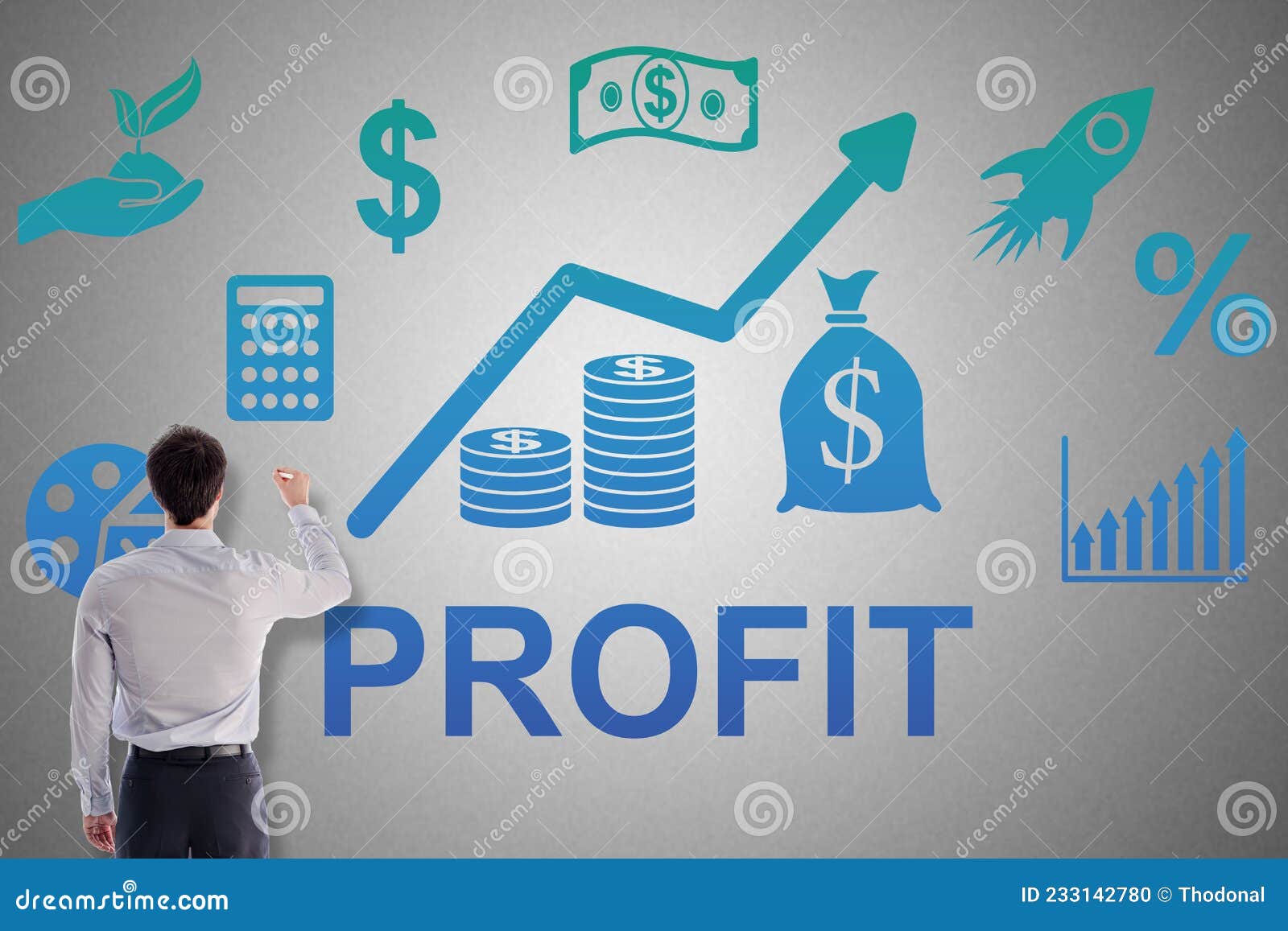 Profit Concept Drawn by a Man Stock Photo - Image of dollar, draw ...