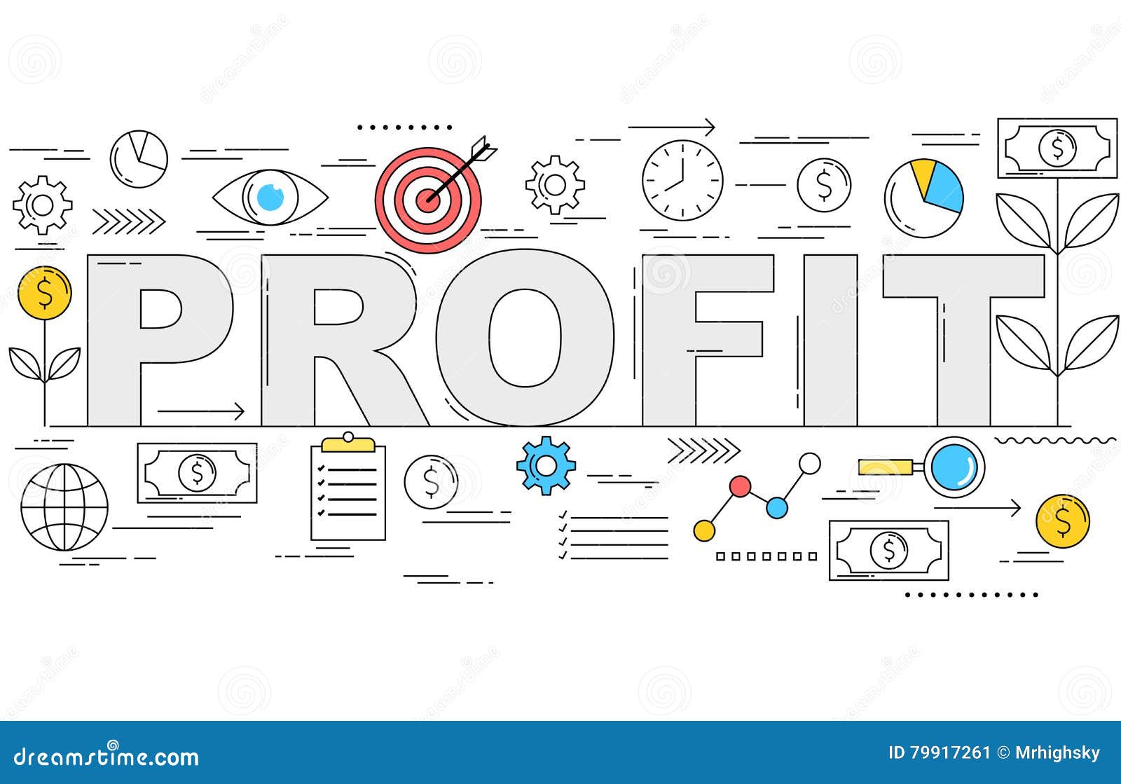 Profit Concept Line Style Illustration Stock Vector - Illustration of ...