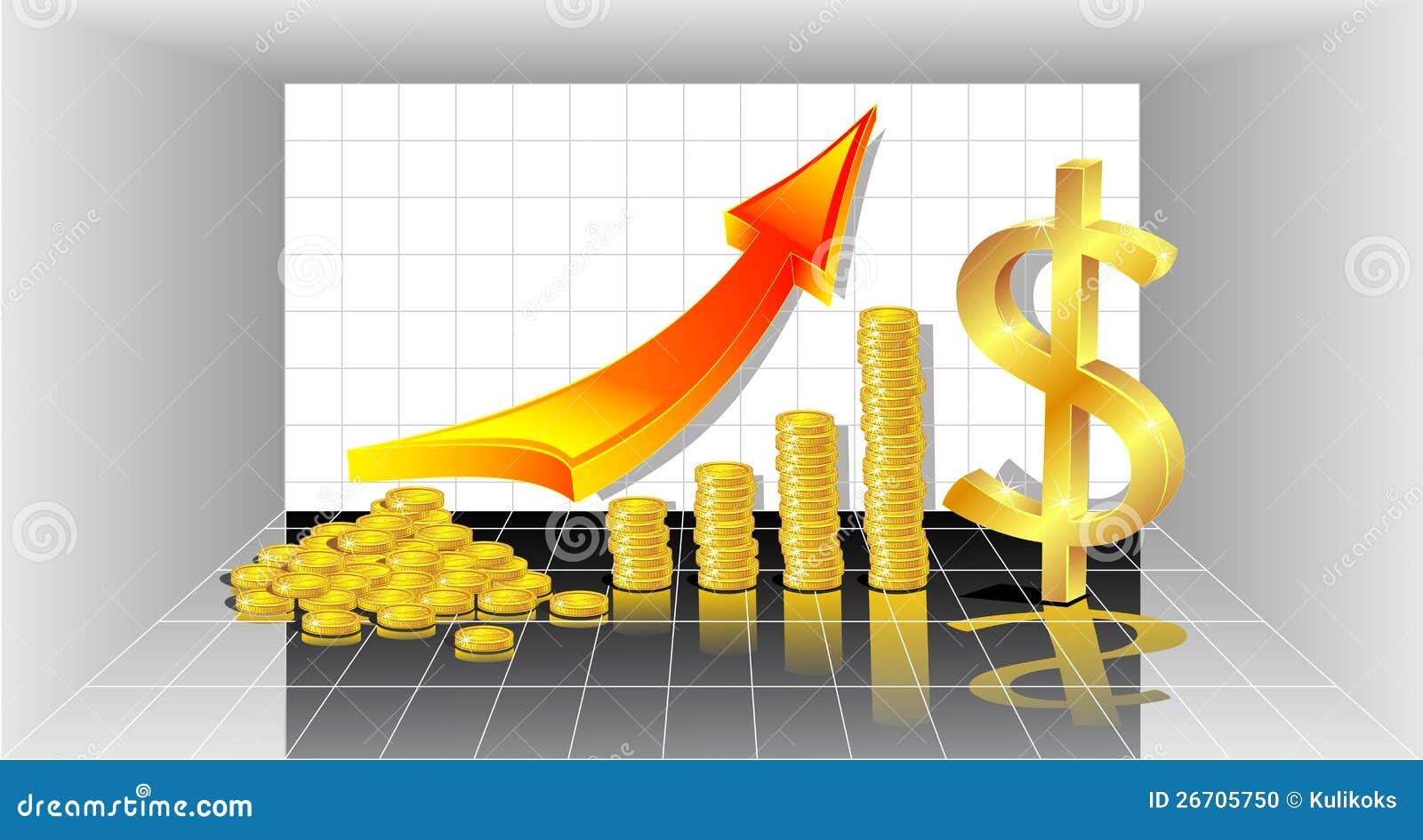 Profit with Gold Coins Red Arrow and with Dollar Stock Vector ...