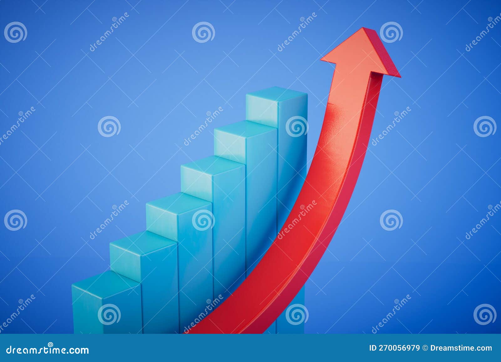 Profit Growth Chart. a Graph with a Red Up Arrow on a Blue Background ...