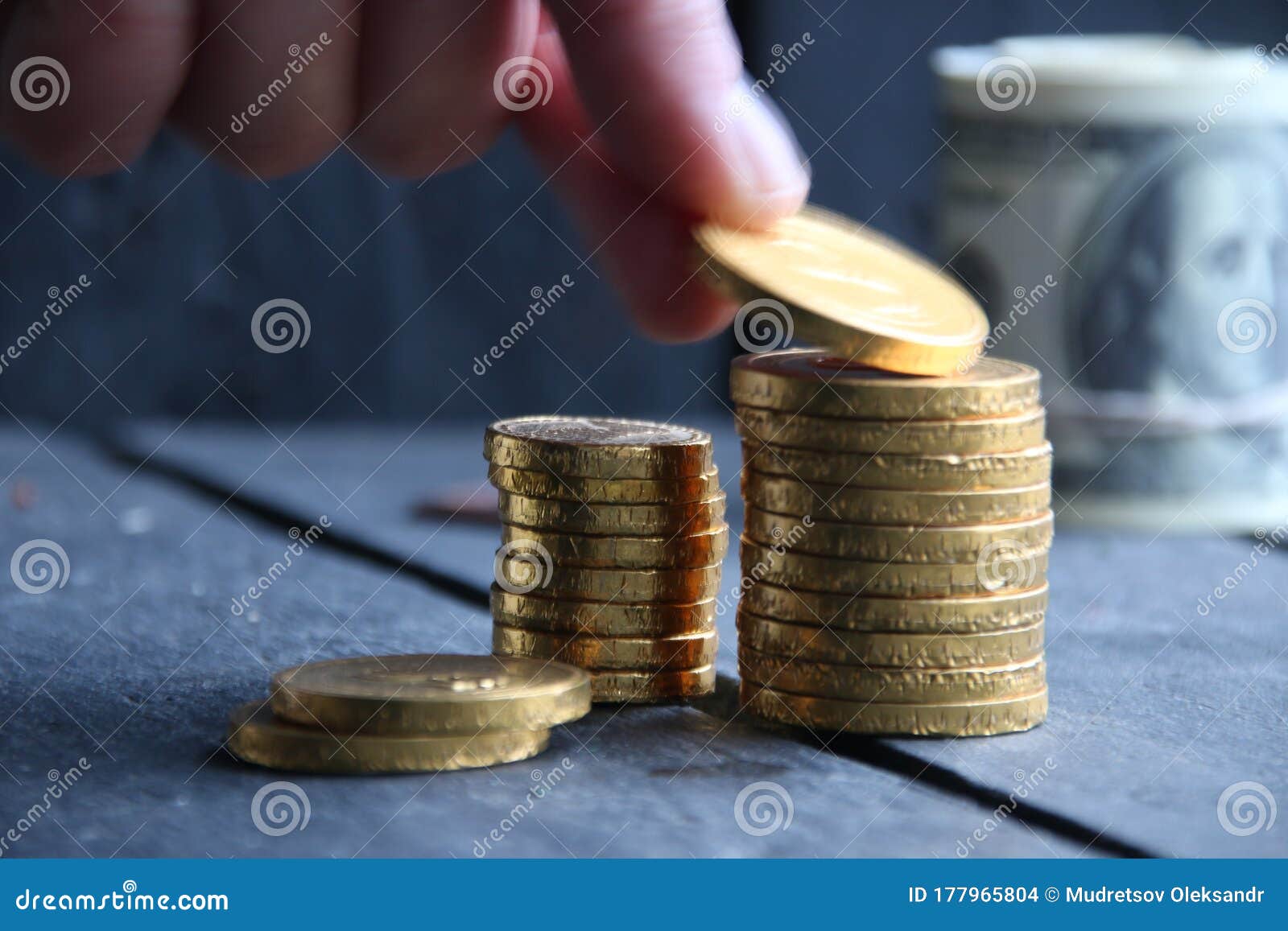 Profit Growth. Graph of Gold Coins Stock Photo - Image of currency ...