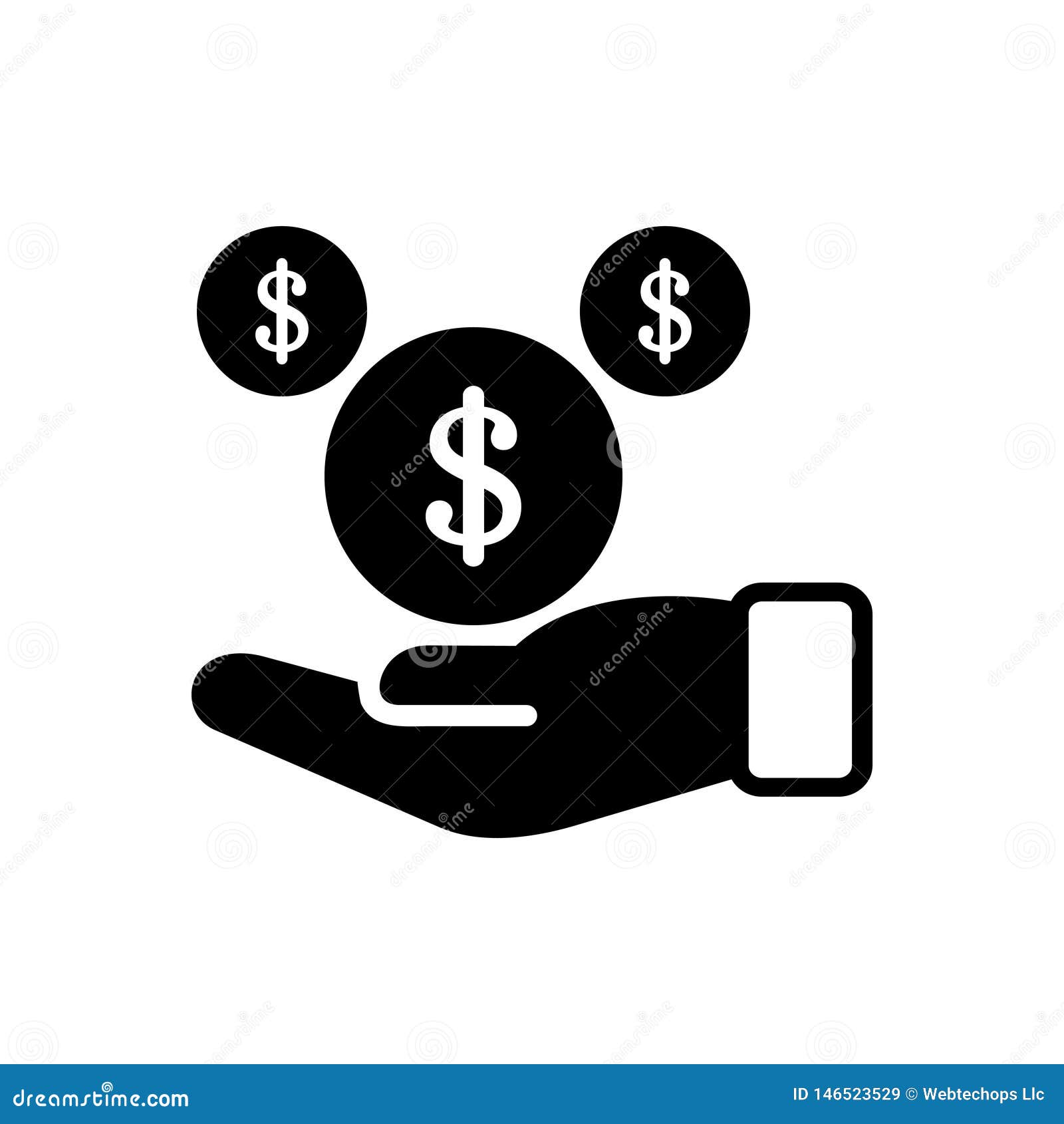 Black Solid Icon for Profit, Revenue and Wages Stock Vector ...