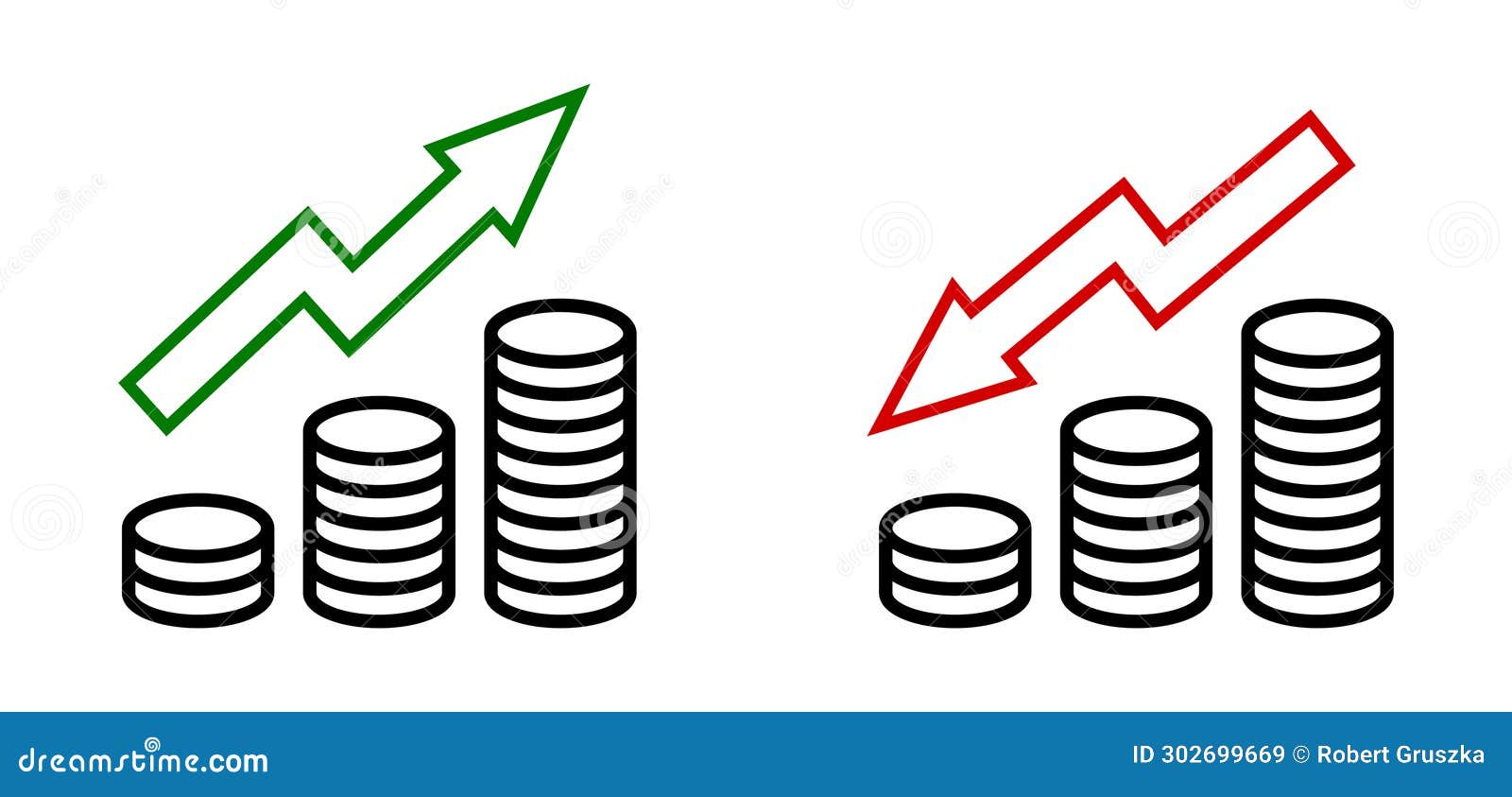 Profit Increase and Decrease Graph Stock Vector - Illustration of growth, exchange: 302699669