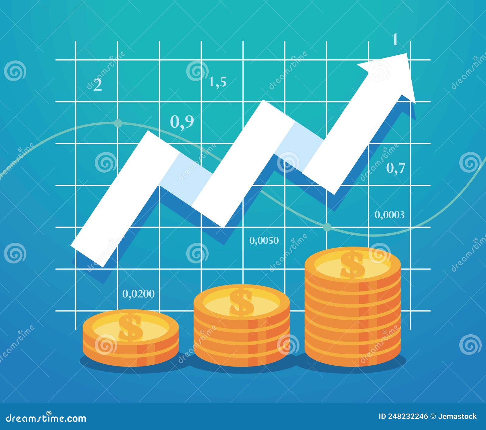 Profit Infographic with Coins Stock Vector - Illustration of ...
