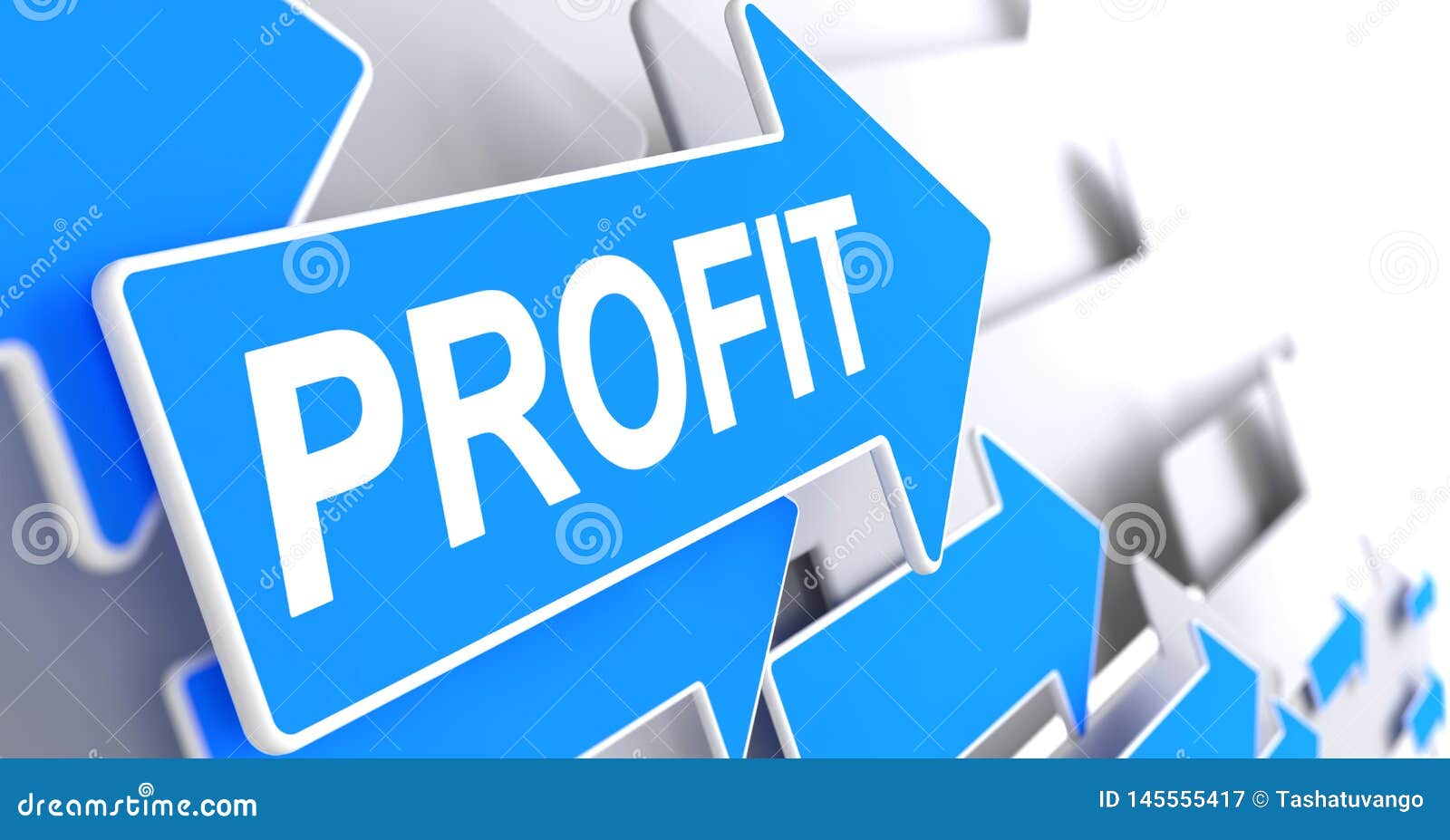 Profit - Label on the Blue Pointer. 3D. Stock Illustration ...