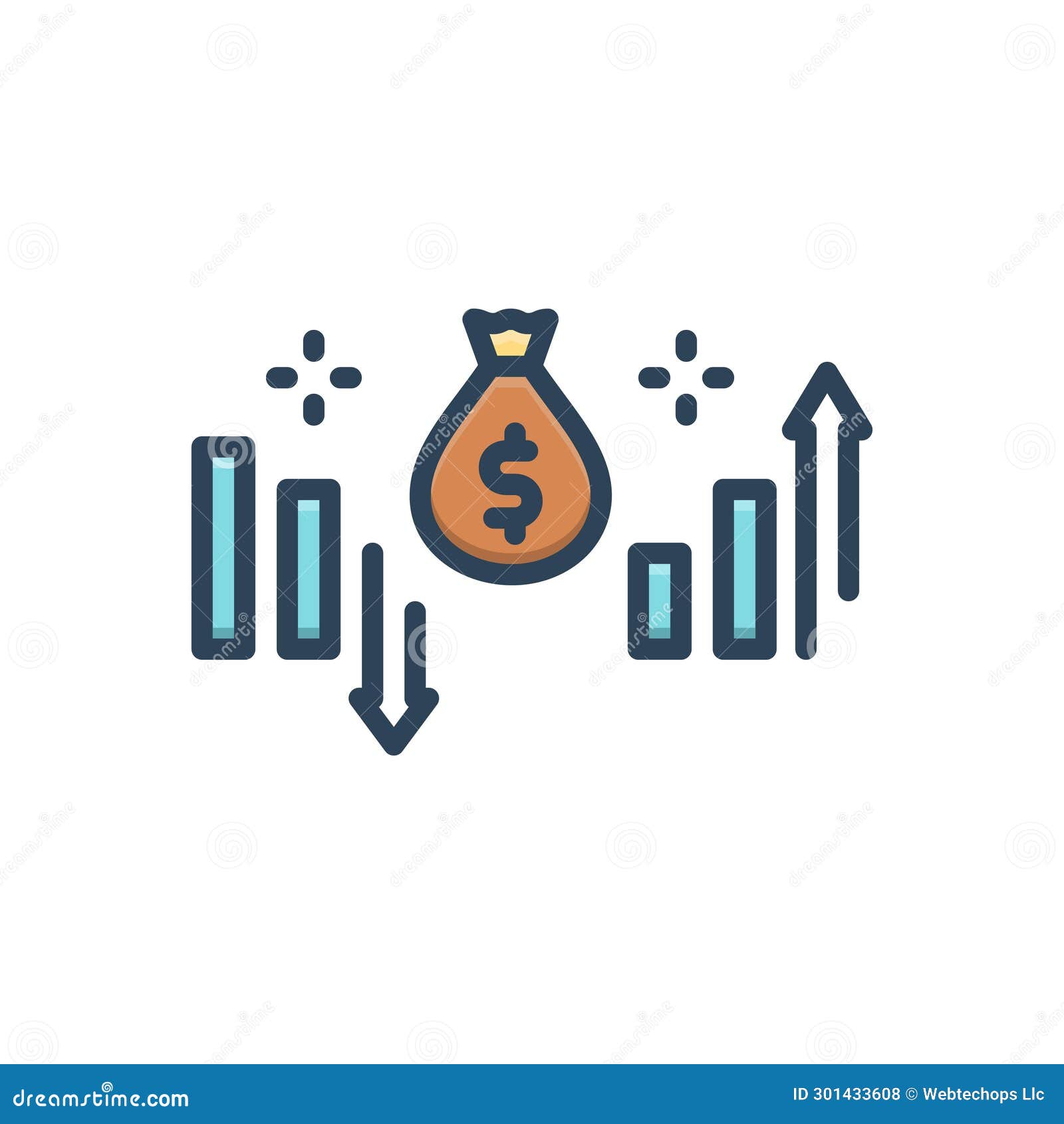 Color Illustration Icon for Profit and Loss, Financial and Money Stock ...