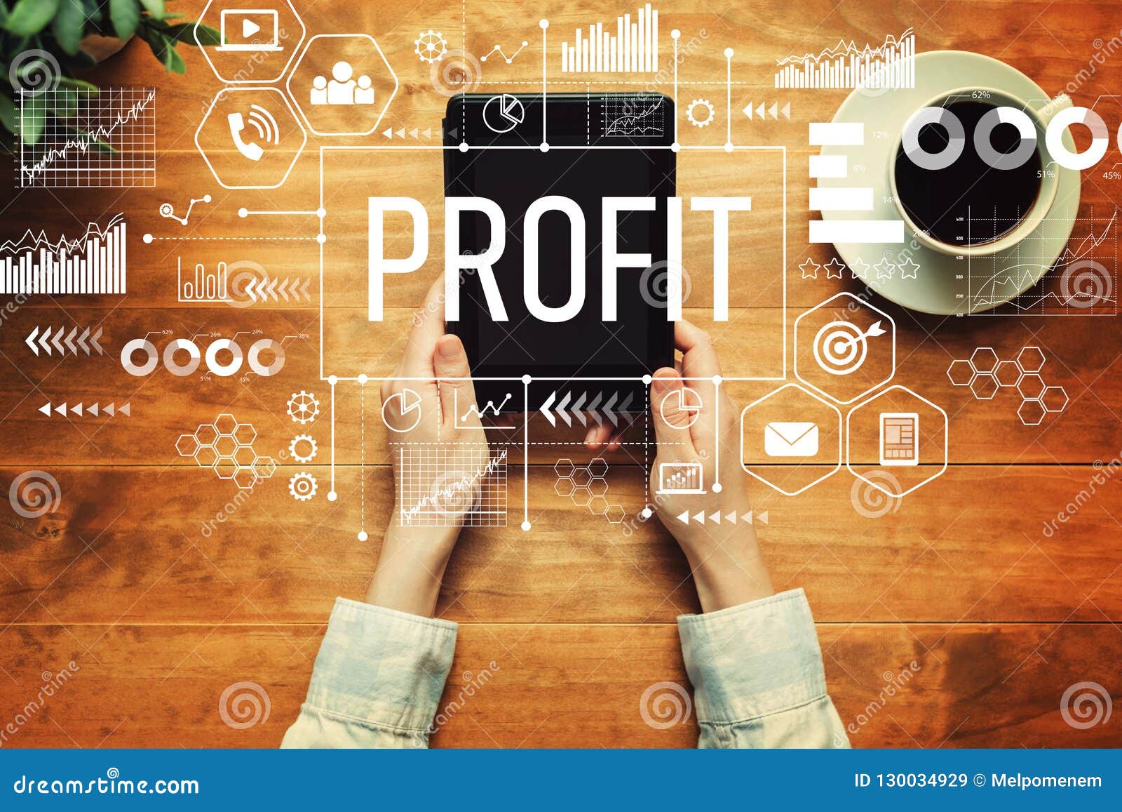 Profit with a Person Holding a Tablet Stock Image - Image of finance ...