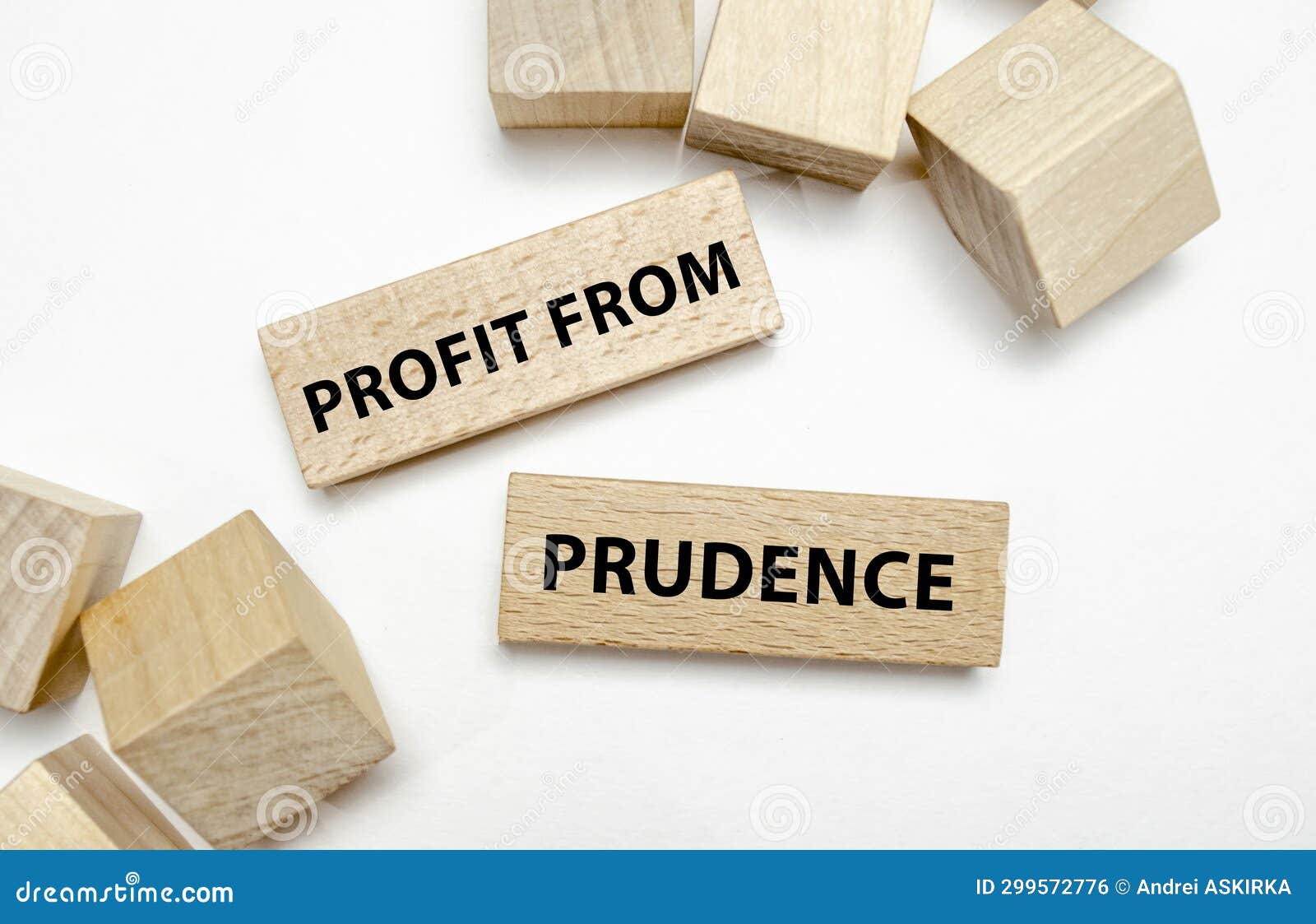 PROFIT from PRUDENCE on Wooden Blocks on White Background Stock Photo ...
