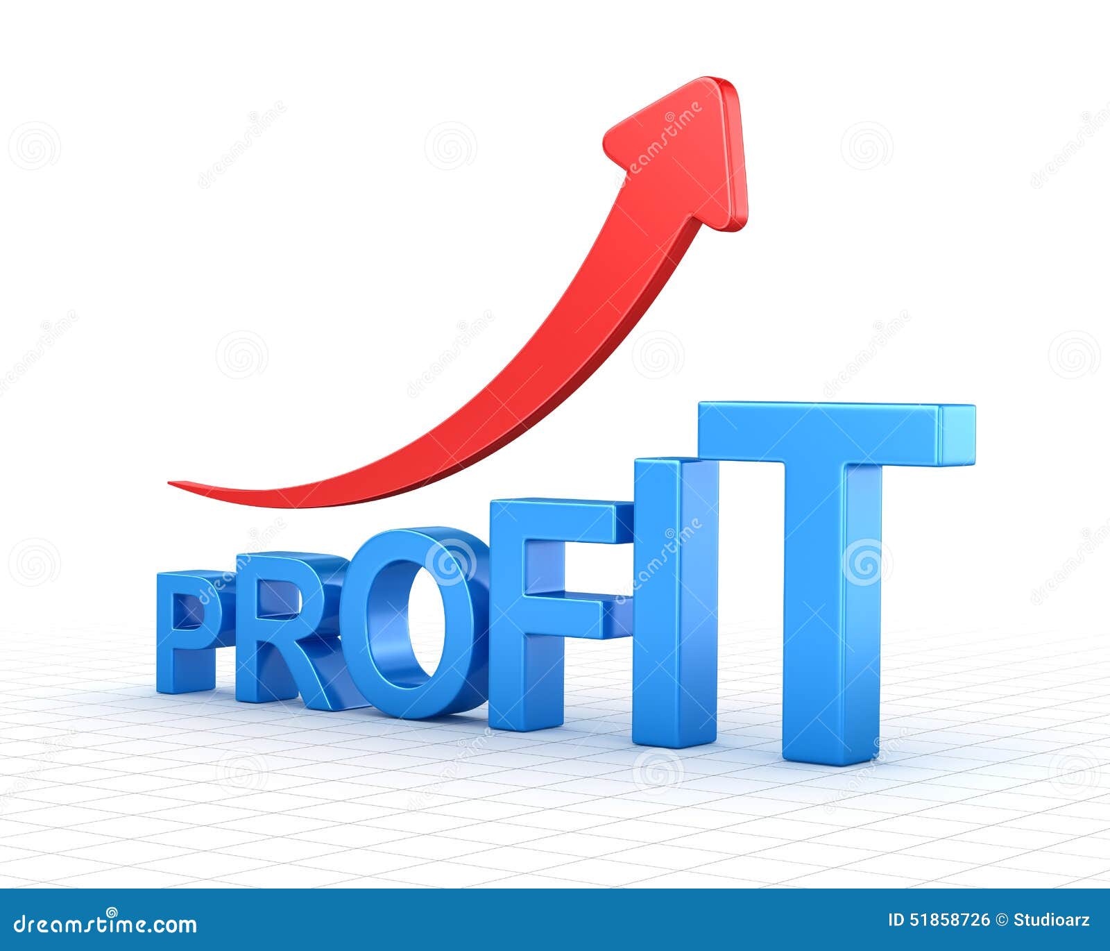 Profit Text Chart and Arrow Moving Up Stock Illustration - Illustration ...