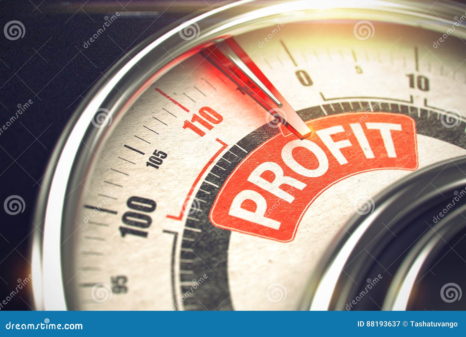 Profit - Text on Conceptual Scale with Red Needle. 3D. Stock Image ...
