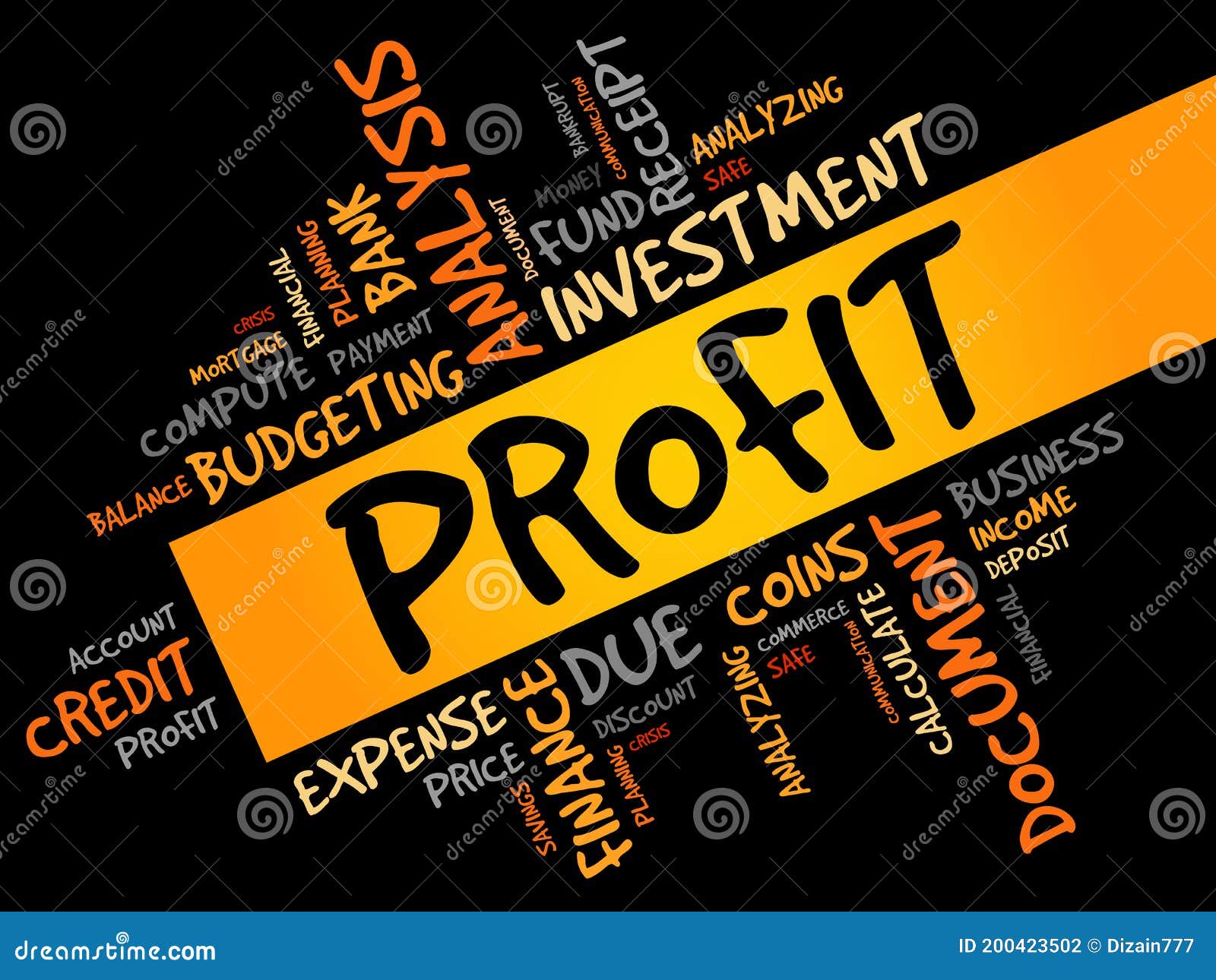 PROFIT word cloud stock illustration. Illustration of money - 200423502
