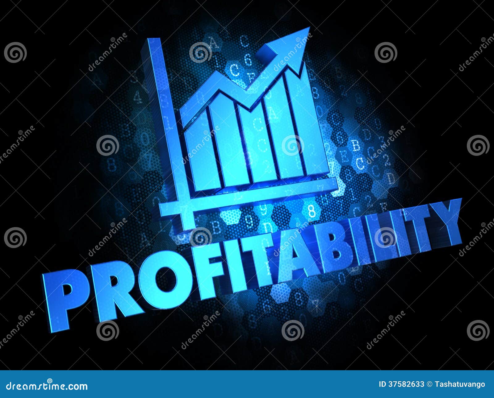 Profitability Concept on Dark Digital Background. Stock Illustration ...