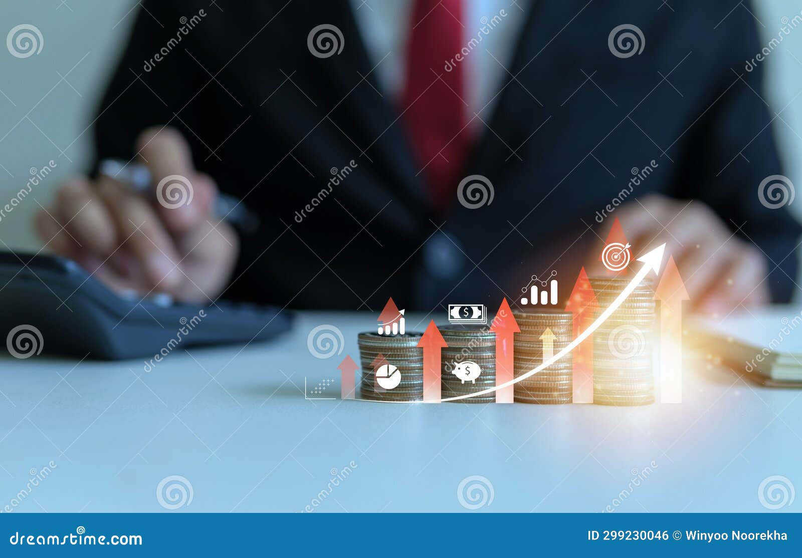 Profitable Investment Concept, Businessman Using Calculator To ...