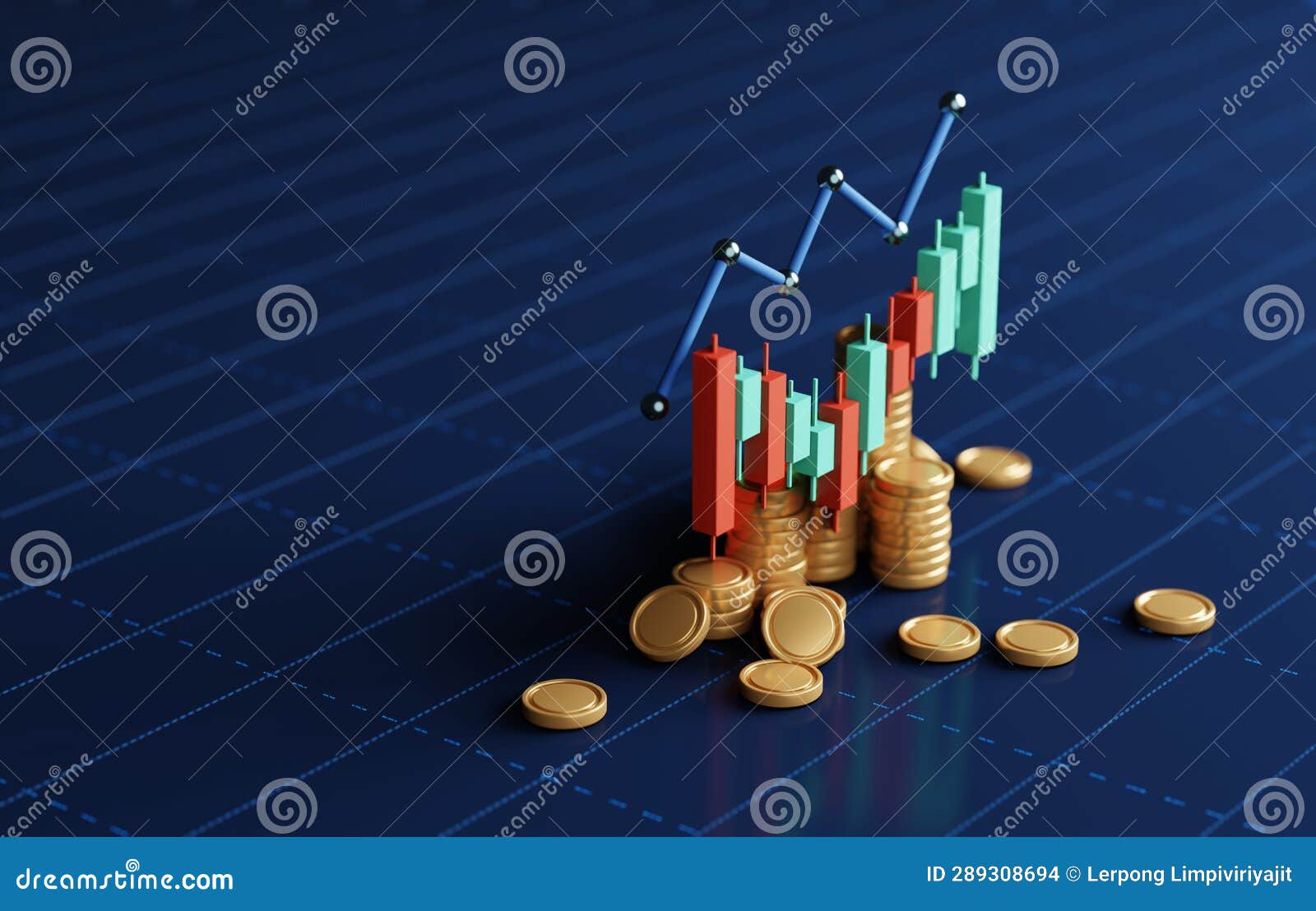 Profitable Stock Trading Concept Candlestick Chart 3D Render Stock ...