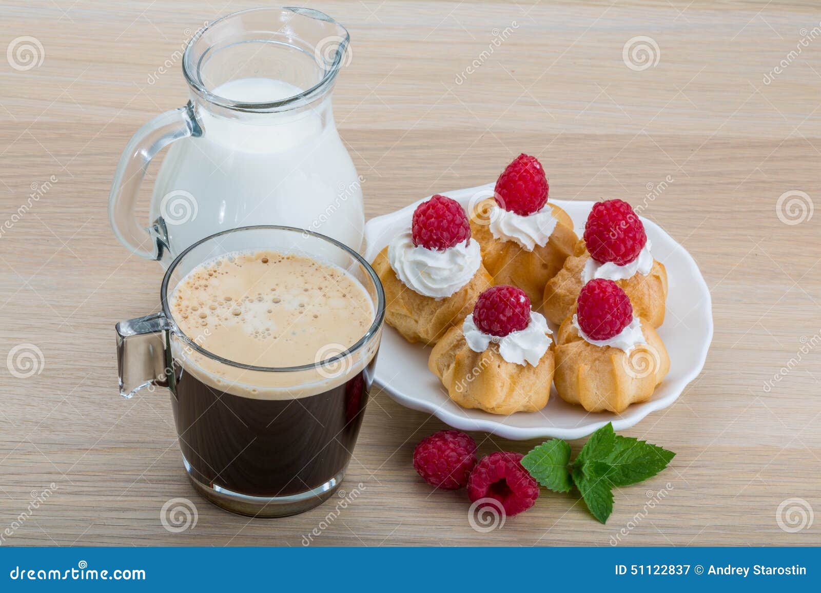 Profiterole with raspberry stock image. Image of delicious - 51122837