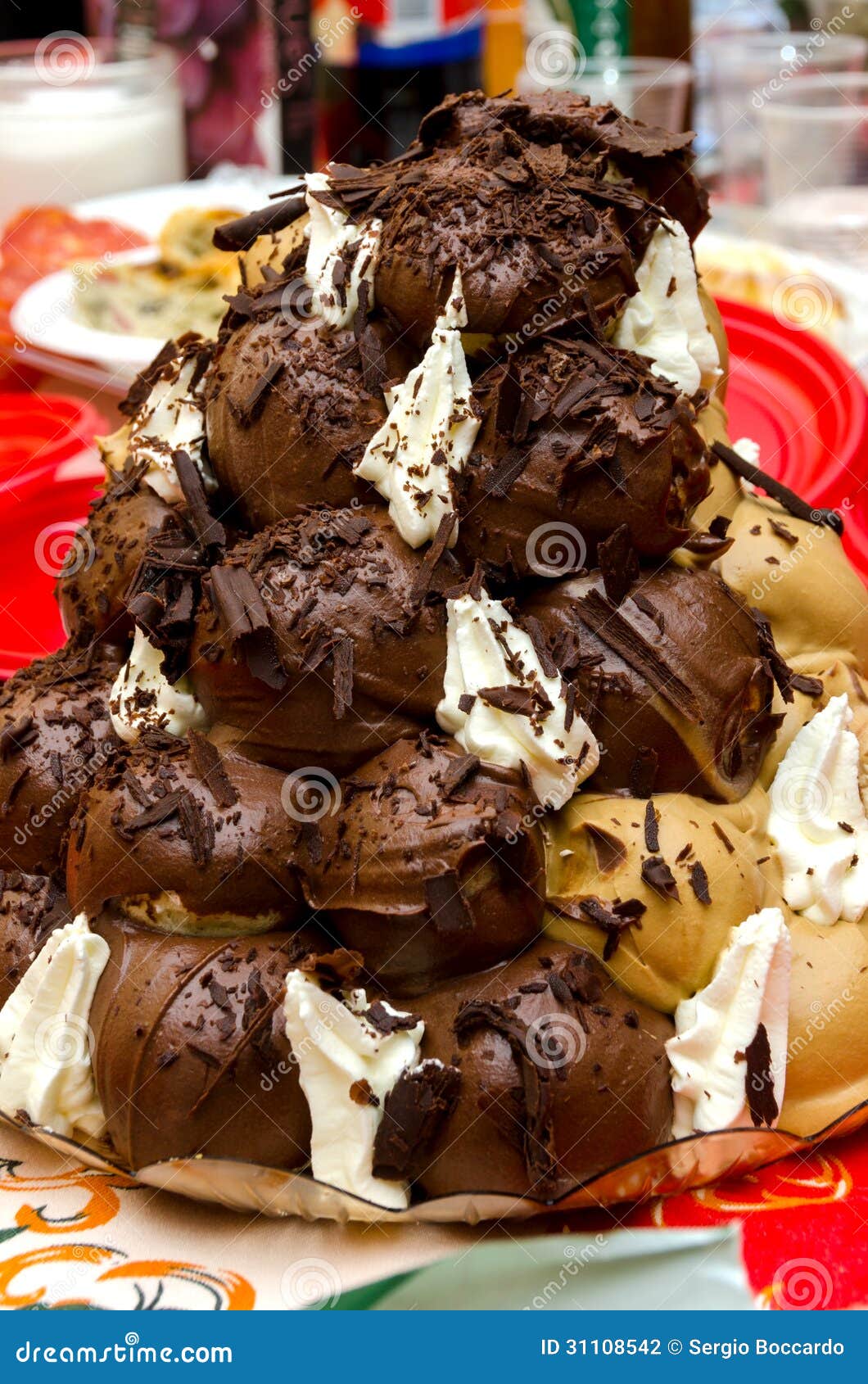 Profiteroles cake stock photo. Image of chocolate, sicily - 31108542