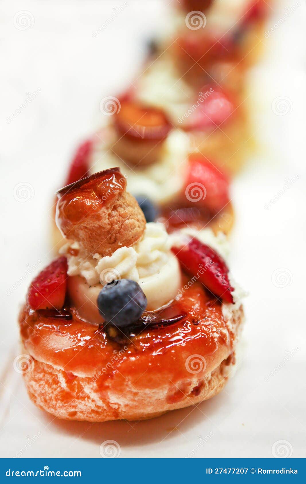 Profiteroles with Ice Cream Chocolate on Plate Stock Image - Image of ...