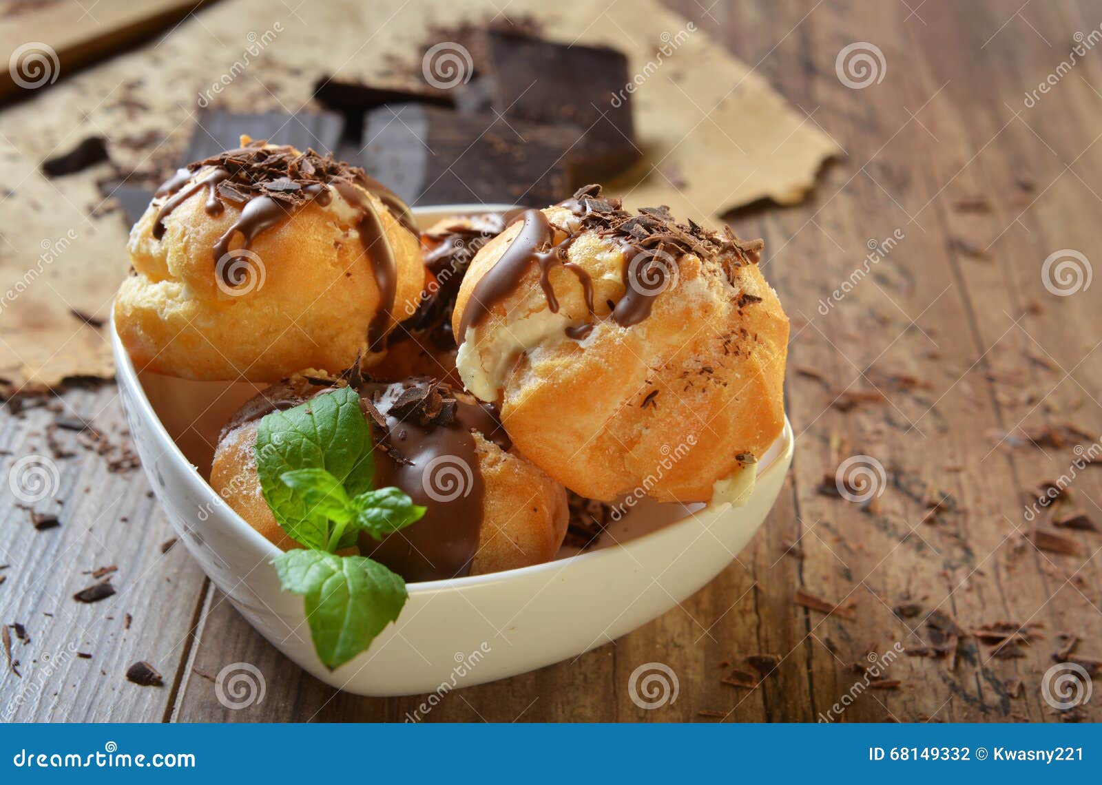 Profiteroles stock photo. Image of plate, dish, profiteroles - 68149332