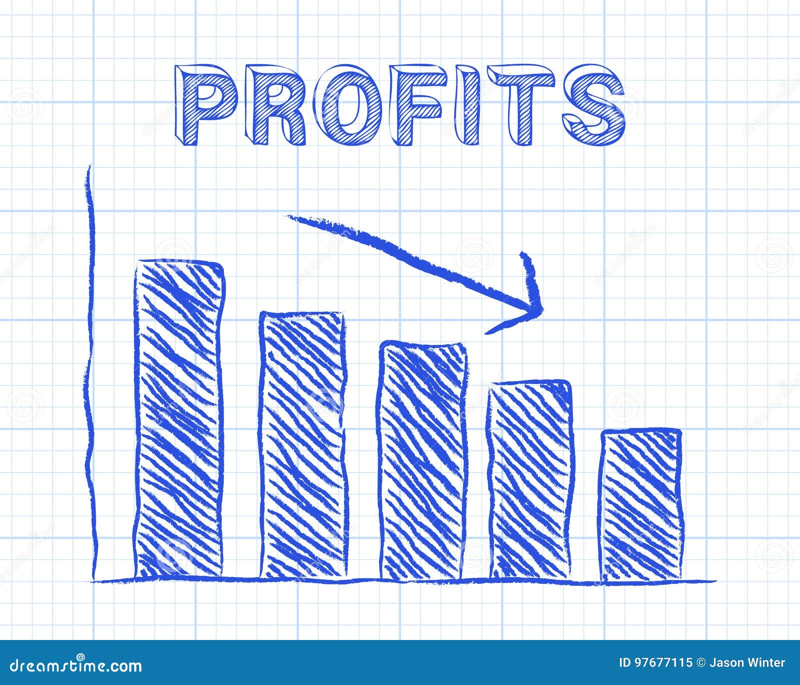 Profits Down Graph Paper stock vector. Illustration of decreasing ...