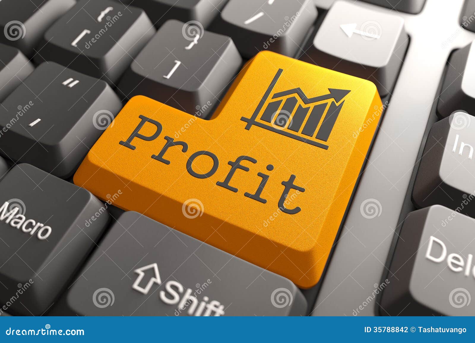 Profitto Sul Bottone Arancio Della Tastiera. Fotografia Stock ...